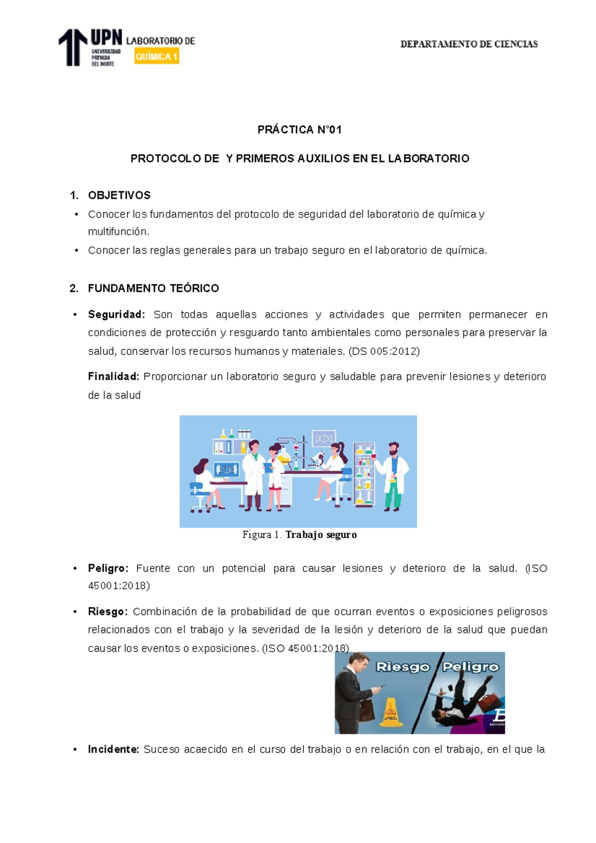 SEM01- GUÍA Práctica Nº01 Protocolo DE Seguridad Y Primeros Auxilios EN EL Laboratorio ...