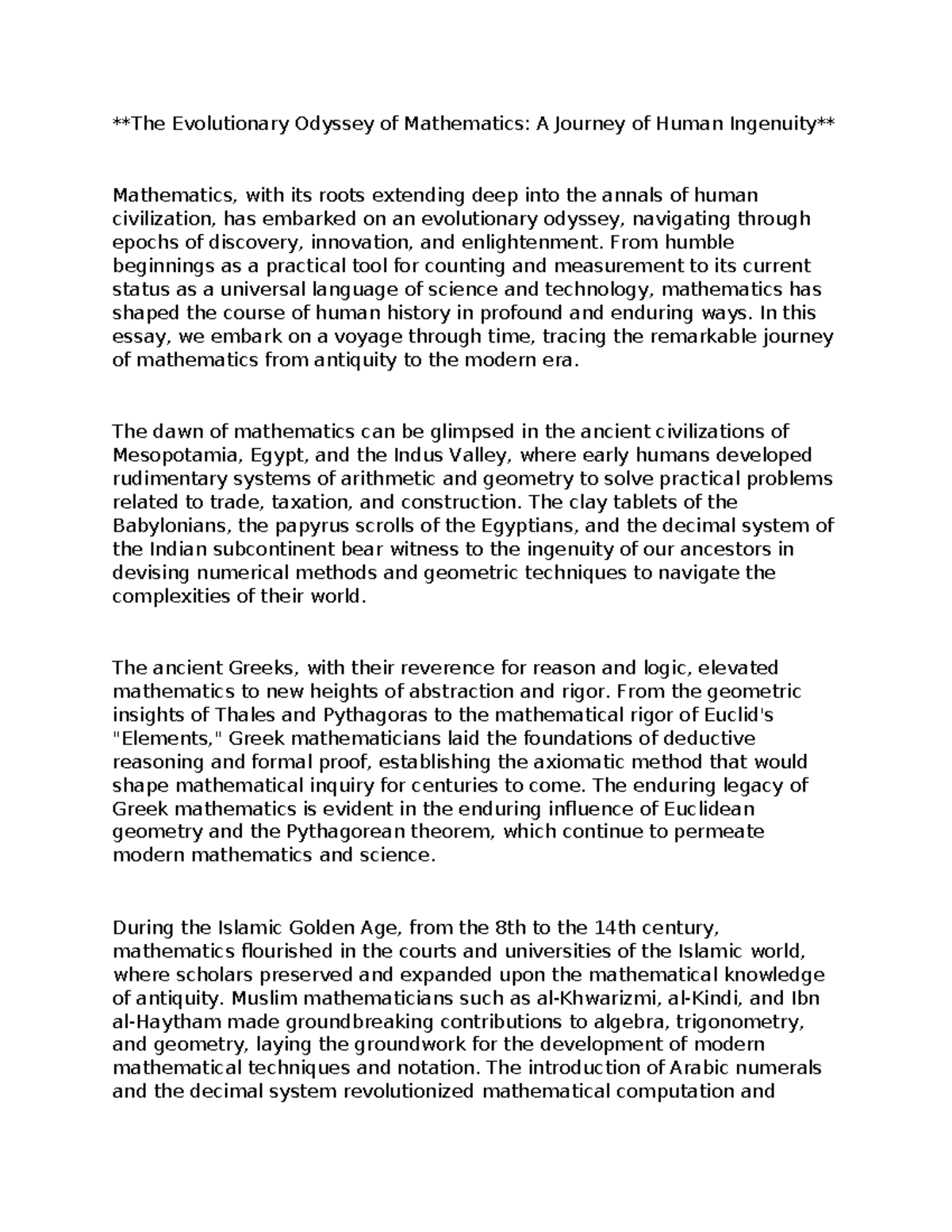 Math-04 - The Evolutionary Odyssey of Mathematics: A Journey of Human ...