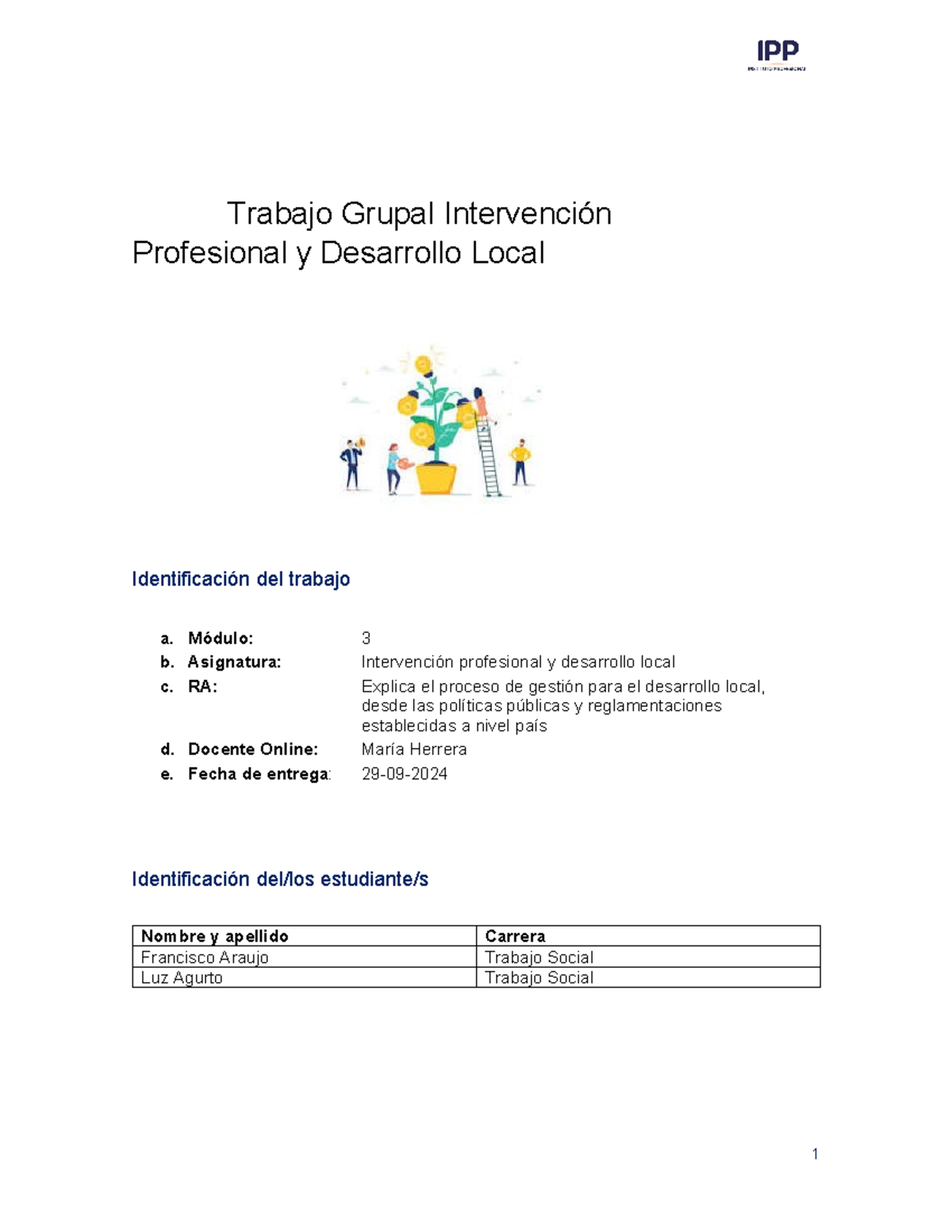 Intervencion Profesional y Desarrollo Social Septiembre - Trabajo ...