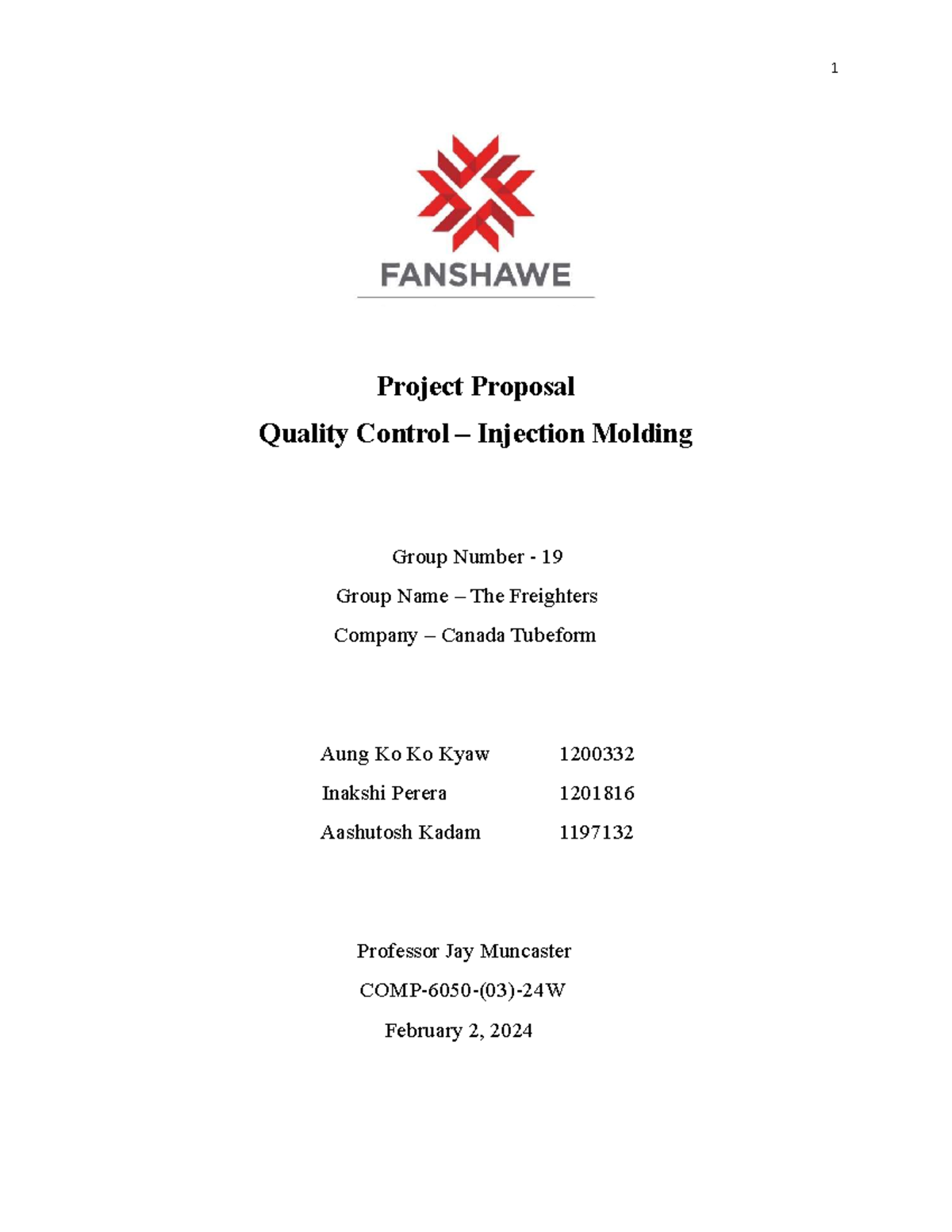 Project Proposal - Group 19 - 1 Project Proposal Quality Control ...