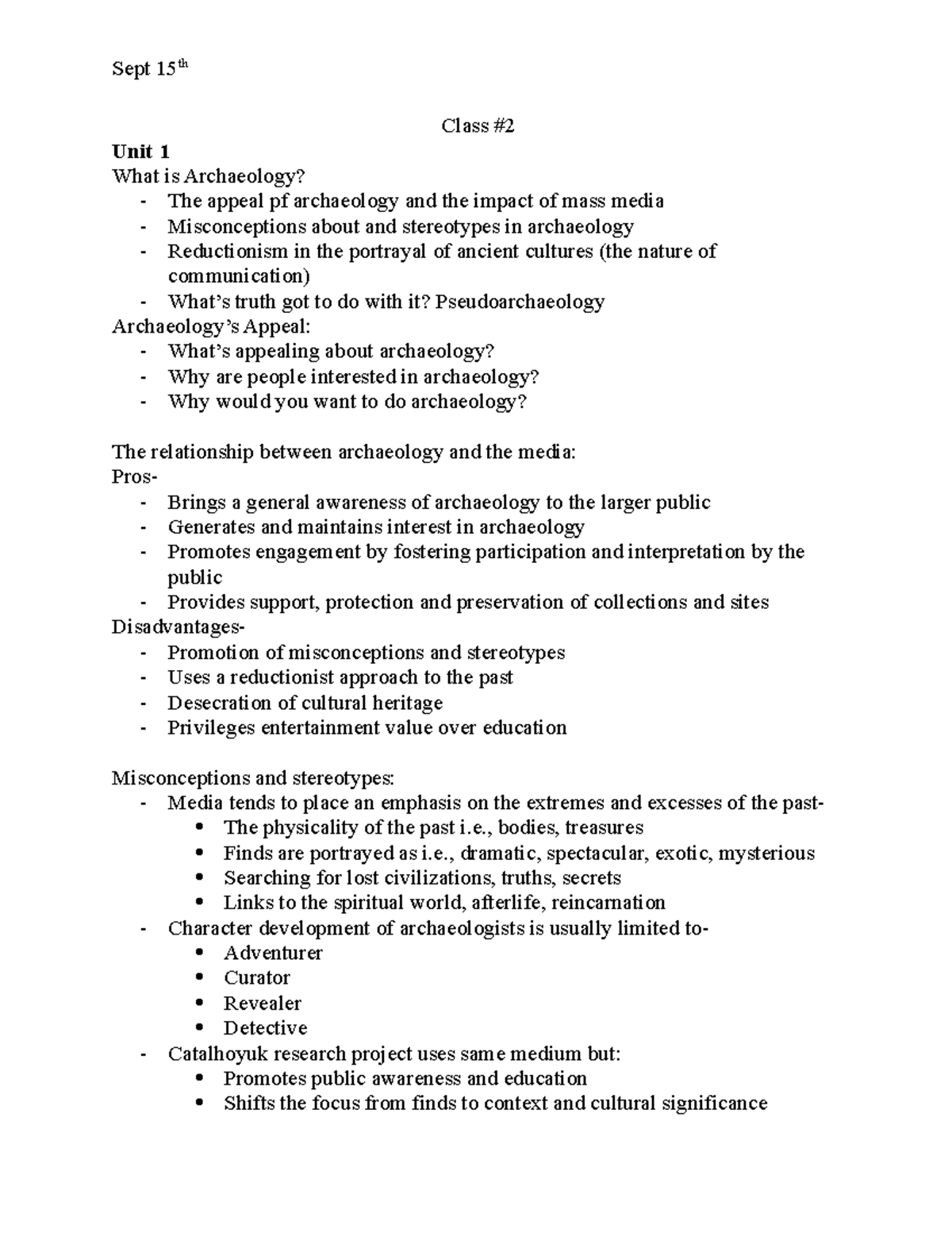 Class #2 - Lecture notes 2 - Sept 15th Class # Unit 1 What is ...