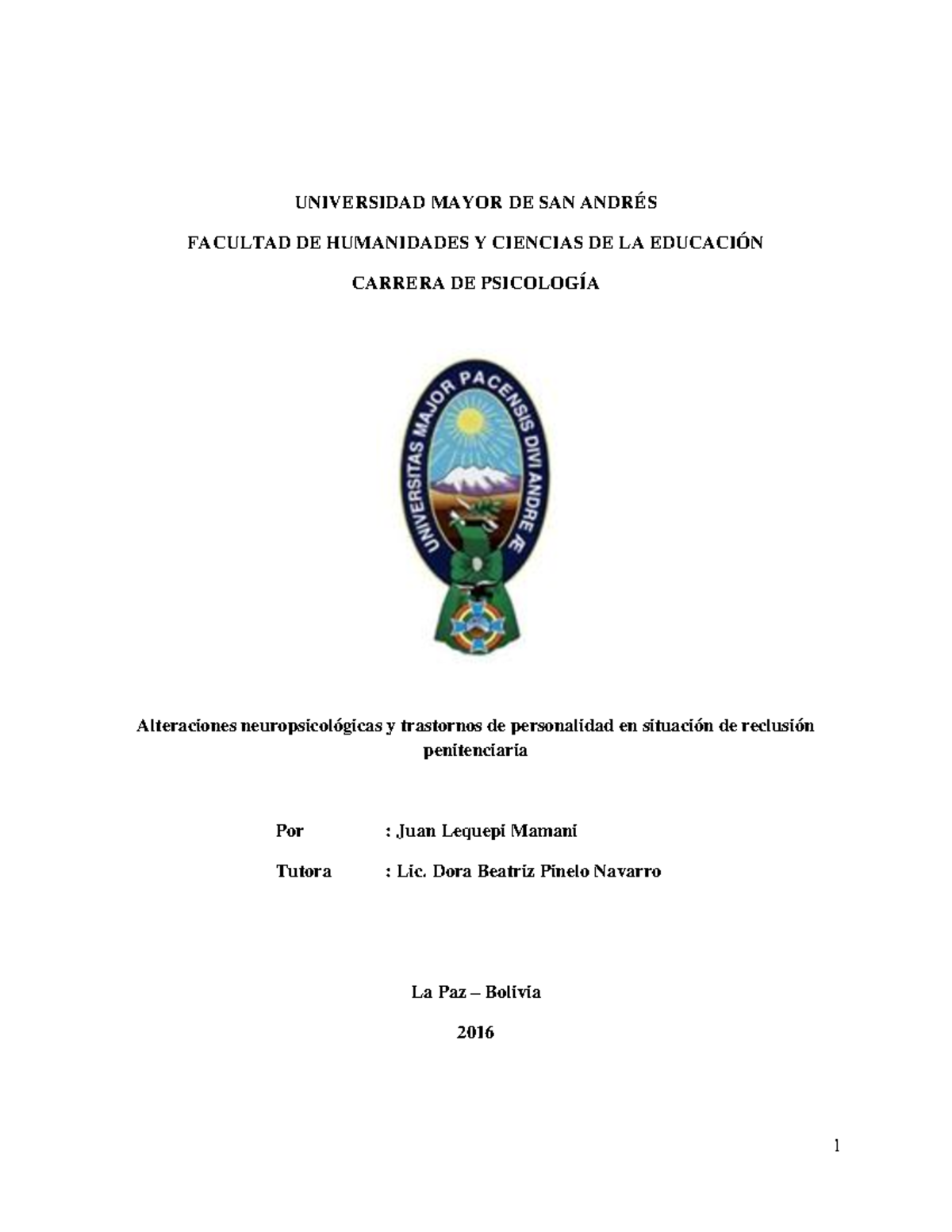 Tesis EN Penitenciaria - Bolivia UMSA - UNIVERSIDAD MAYOR DE SAN ANDRÉS ...