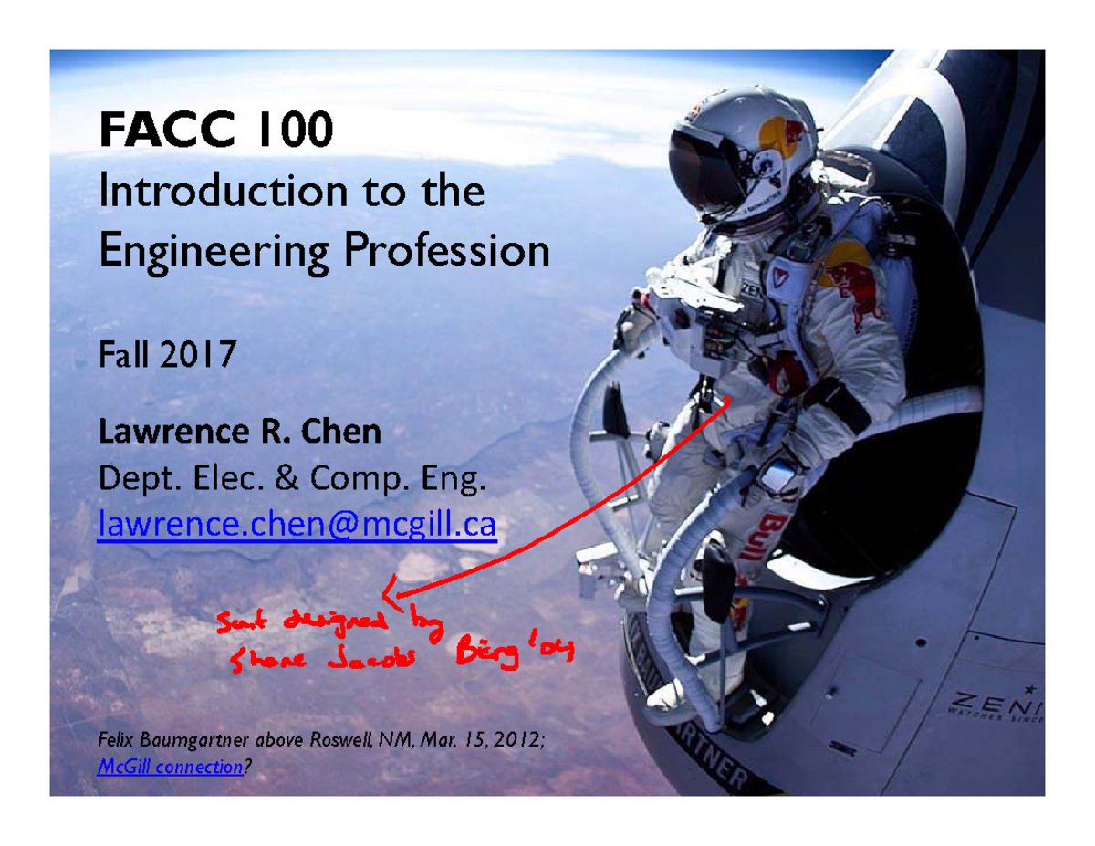 Class 1 Mon Introduction to the Engineering Profession - FACC 100 ...