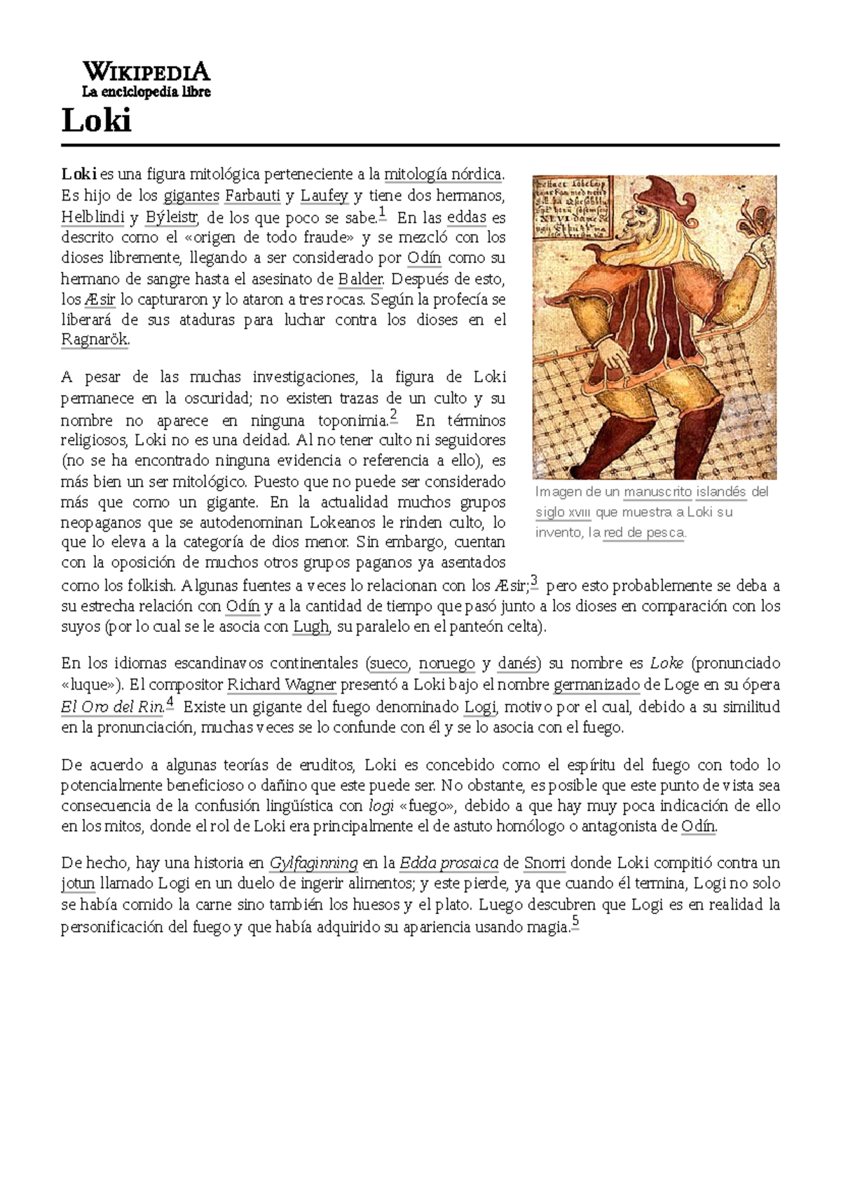 Loki - infografia sobre loki segun wikipedia - Imagen de un manuscrito ...