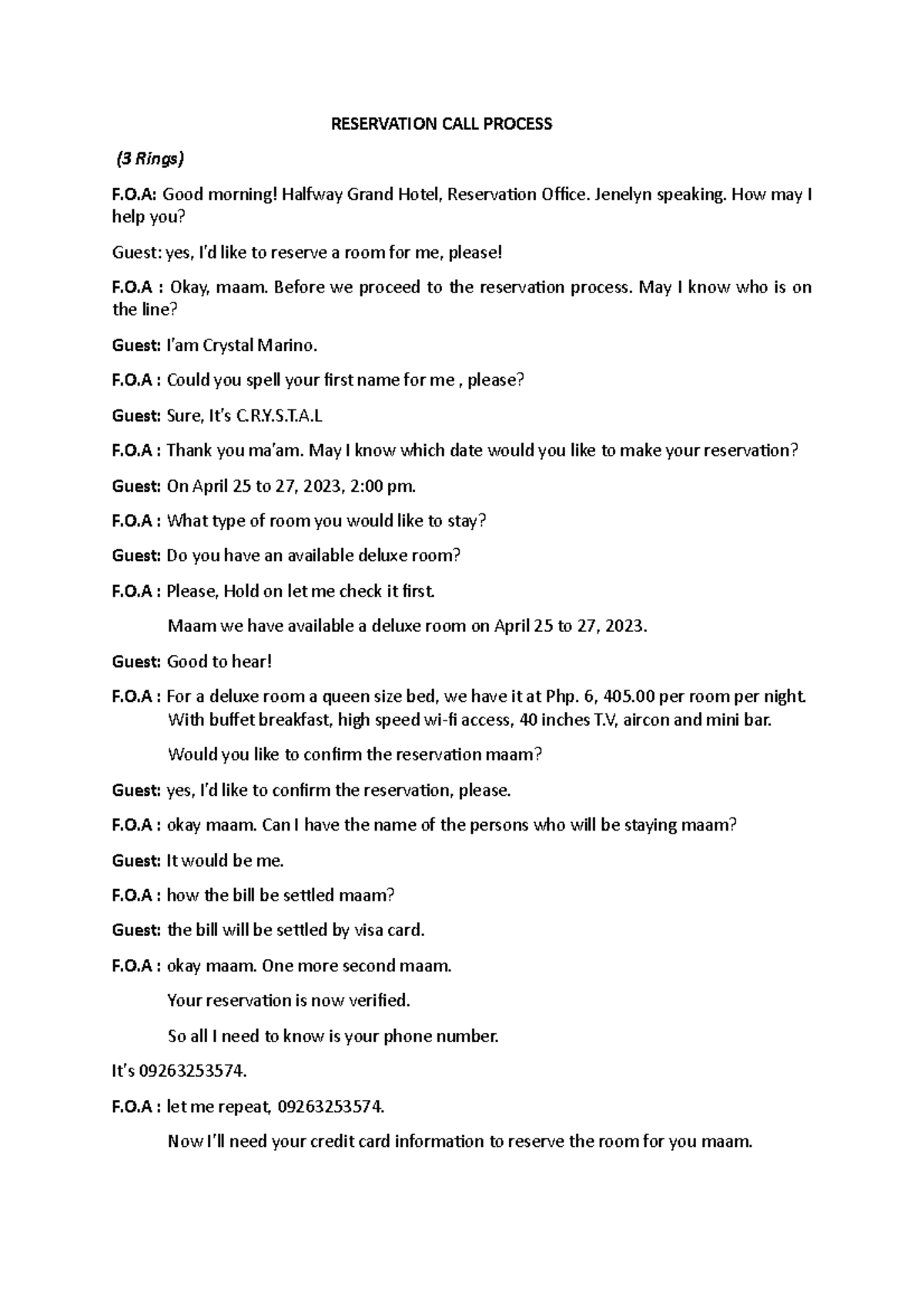 Local media 7068467227891565916 - RESERVATION CALL PROCESS (3 Rings) F ...