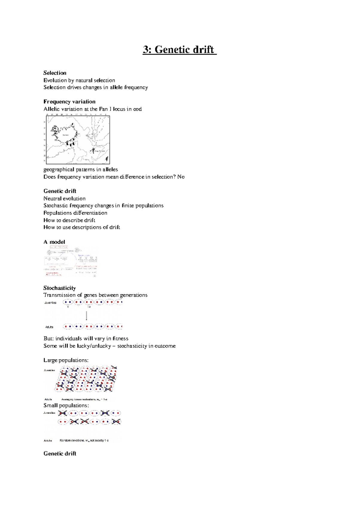 3 Genetic drift - Lecture notes 3 - 3: Genetic drift Selection ...