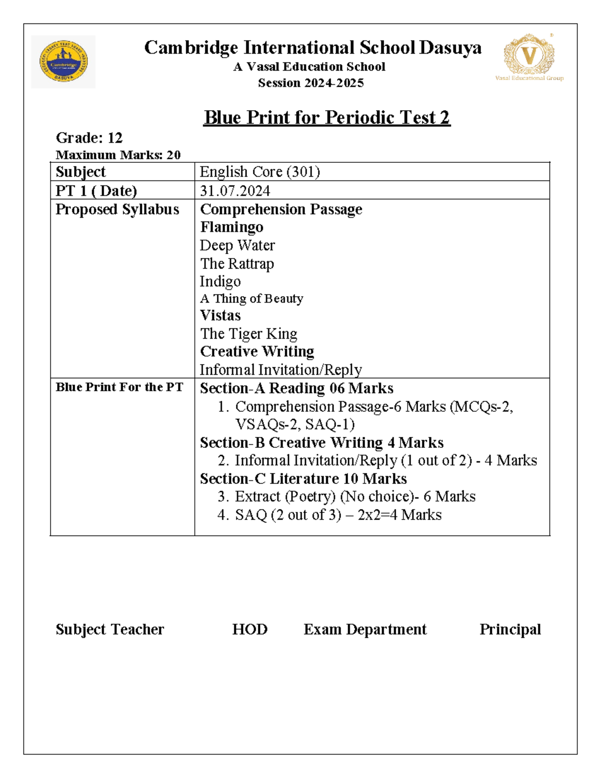 Gr 12 English Blue Print PT2 - Cambridge International School Dasuya A ...