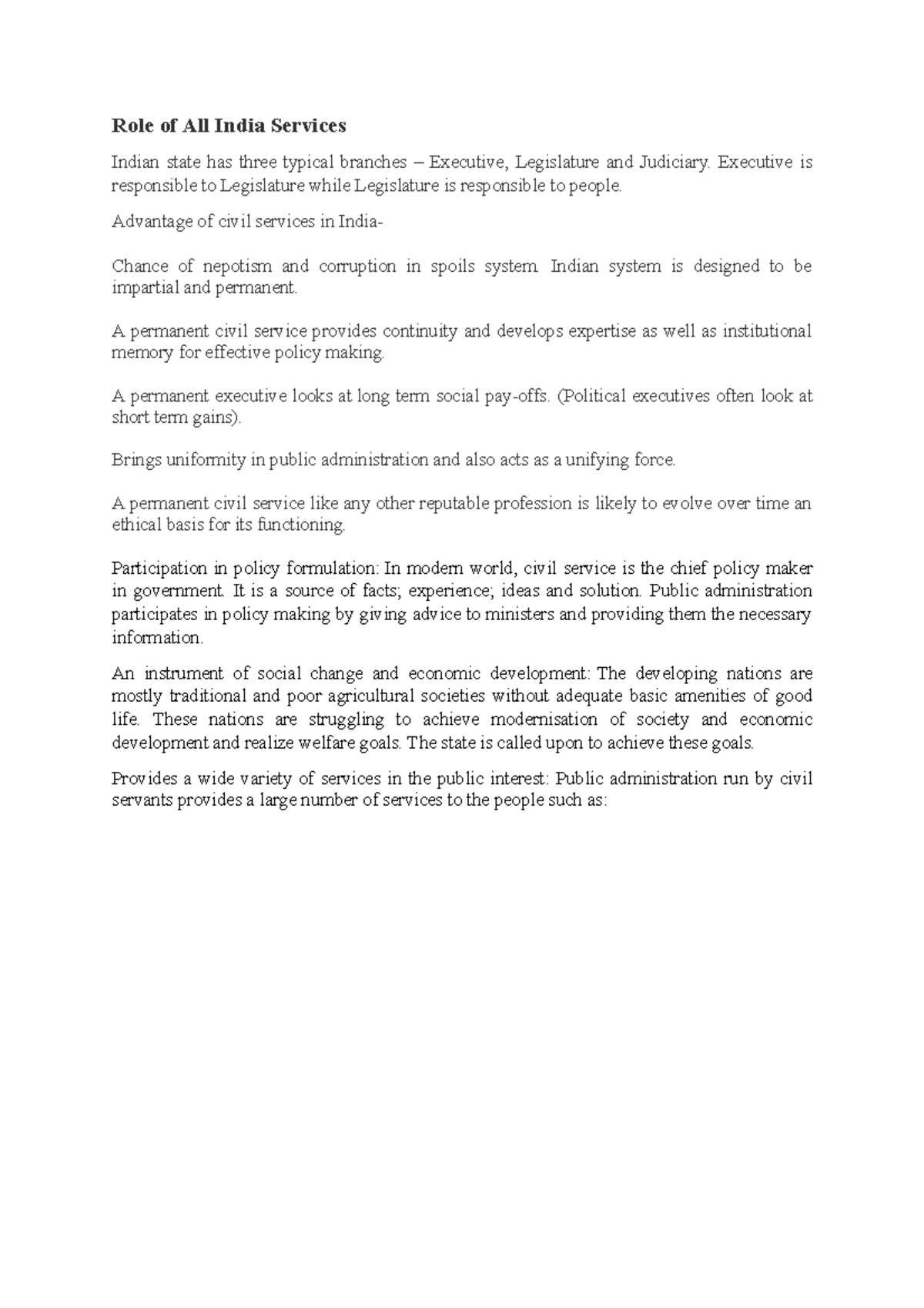 Role of All India Services - Role of All India Services Indian state ...