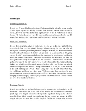 Intake Report Outline - Your last name, First name Page # Intake Report ...