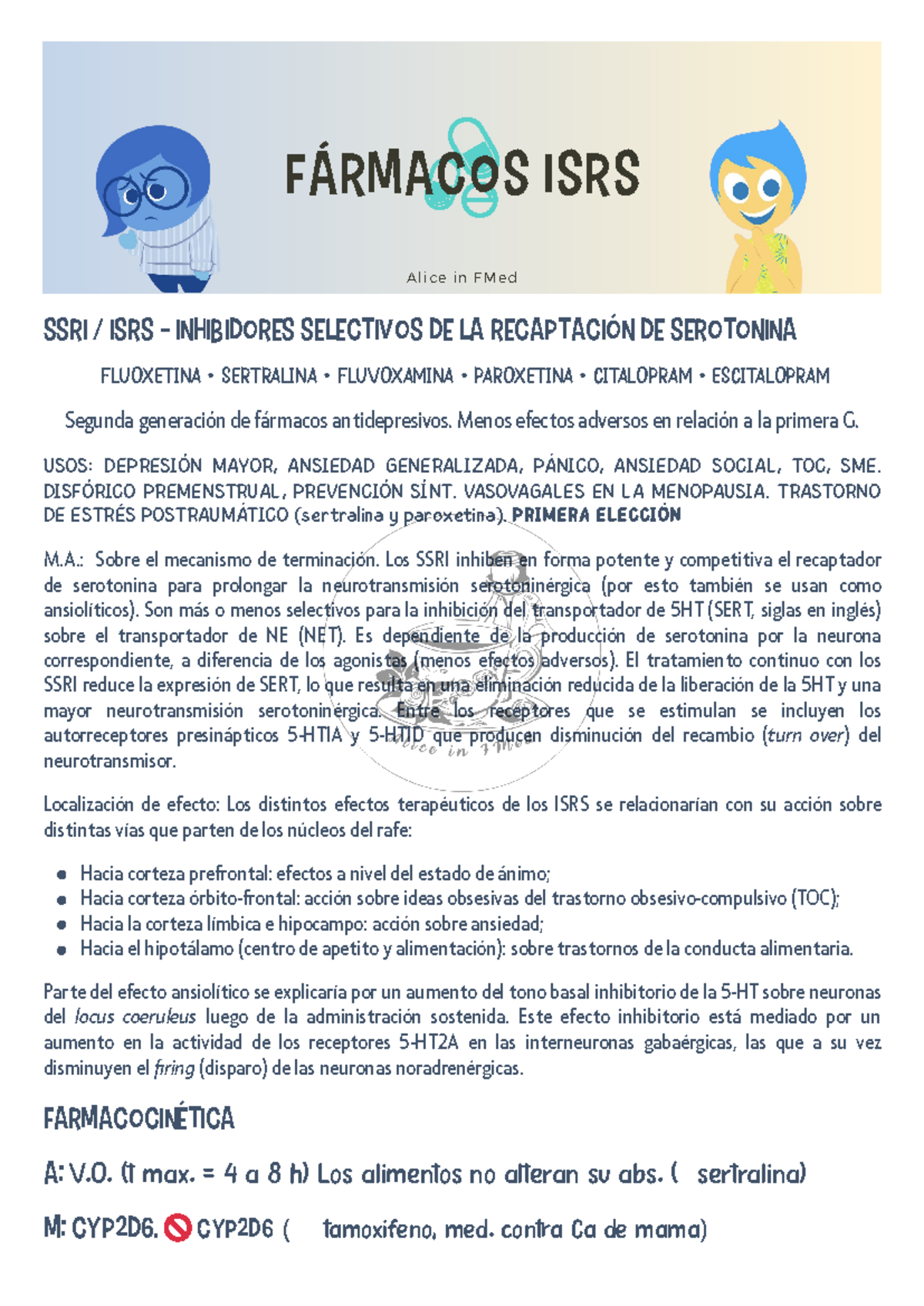 Fármacos ISRS inhibidores de la recaptación de serotonina - SSRI / ISRS ...