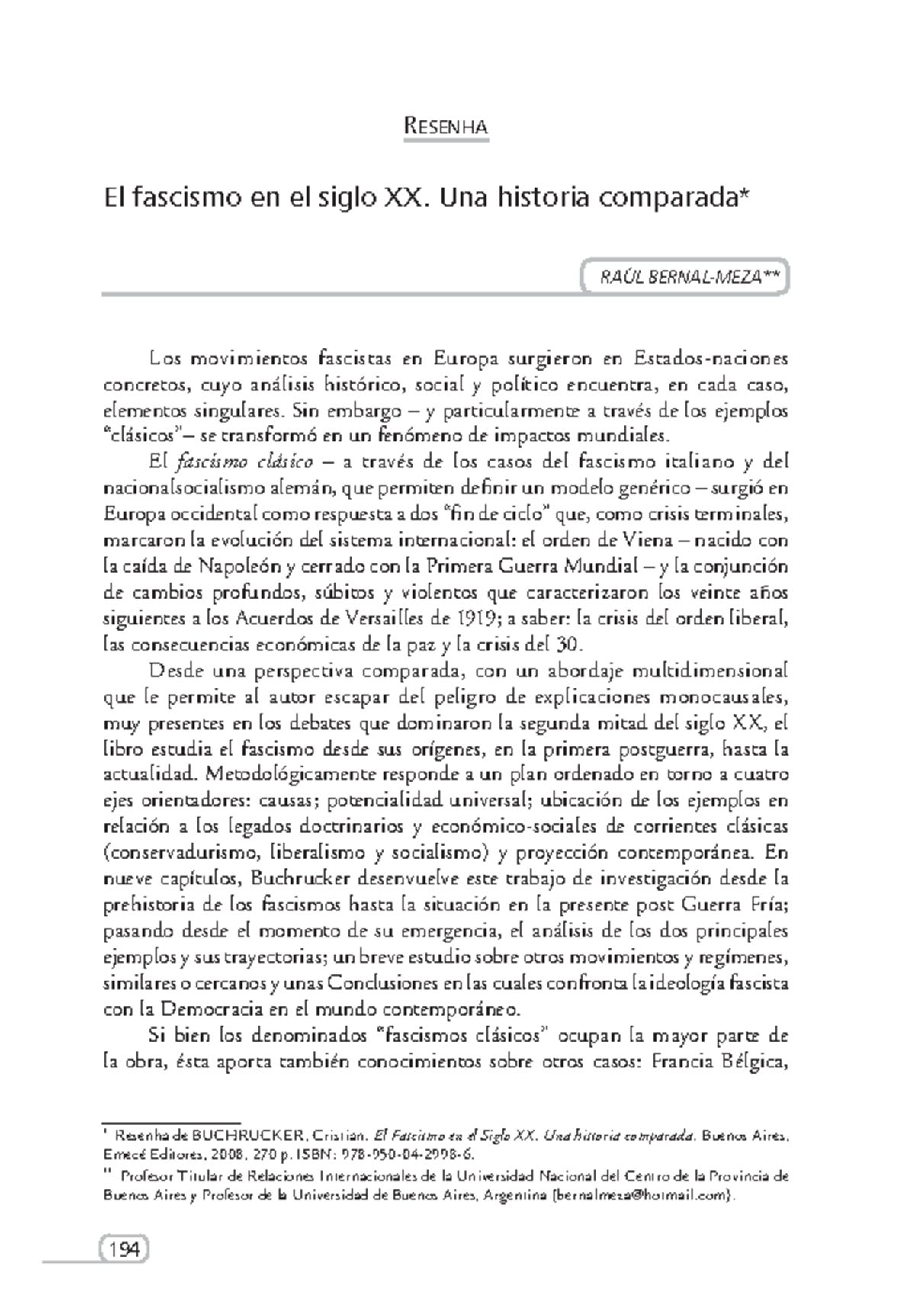 Mamarella - El fascismo en el siglo XX. Una historia comparada* Raúl ...