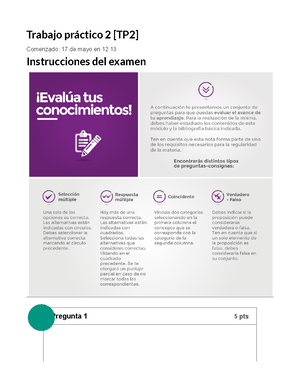 Examen: Trabajo Práctico 1 [TP1] - Trabajo Práctico 1 [TP1] Comenzado: 10 de oct en 9: - Studocu