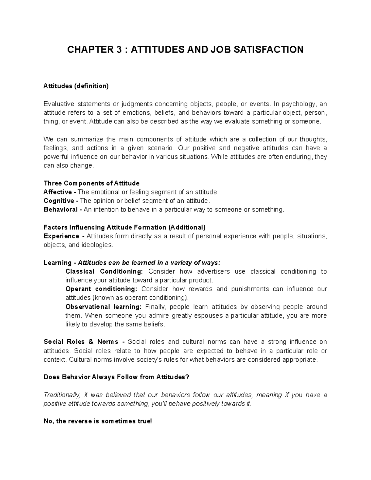 Chapter-3 Attitudes-and-Job-Satisfaction - CHAPTER 3 : ATTITUDES AND ...