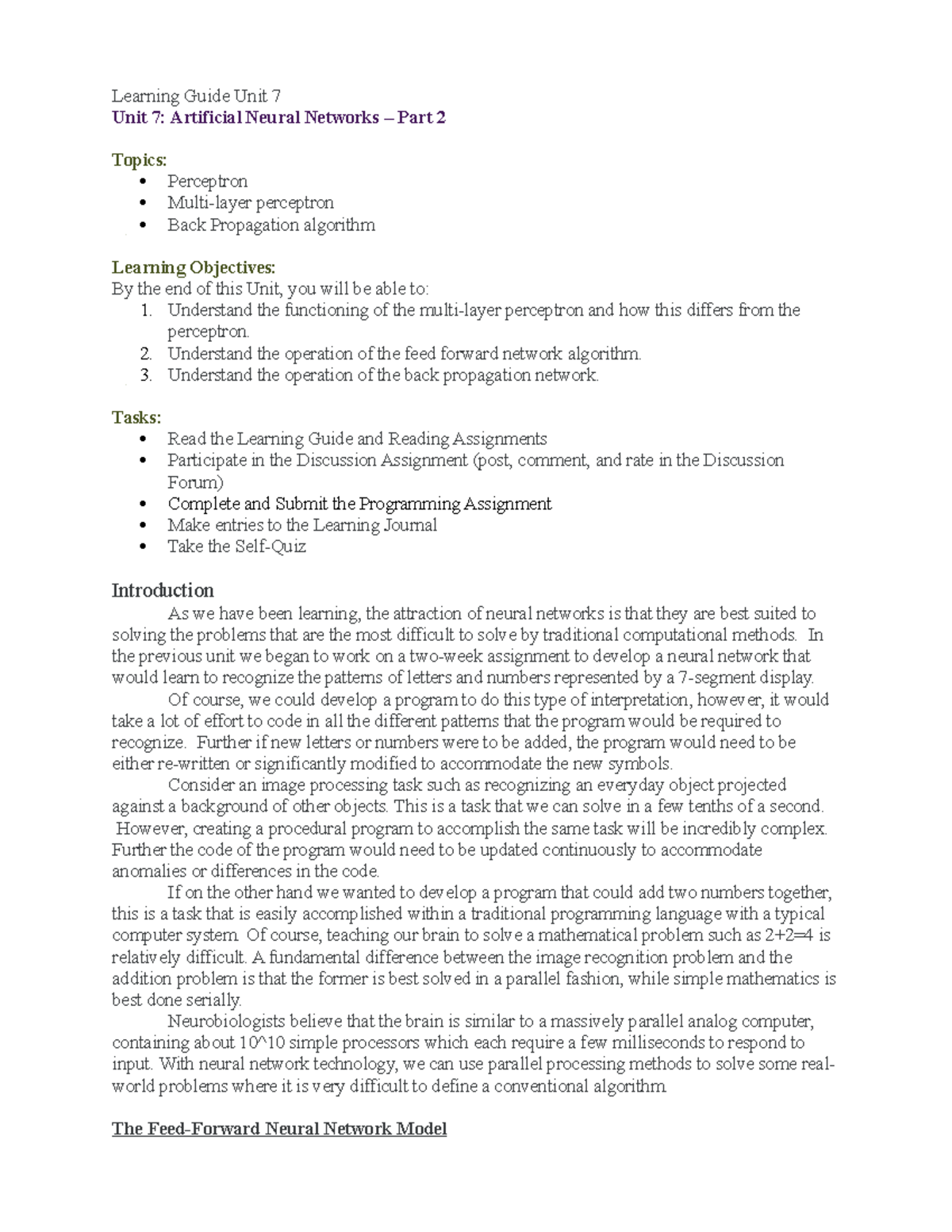 Learning Guide Unit 7 - Understand the functioning of the multi-layer ...