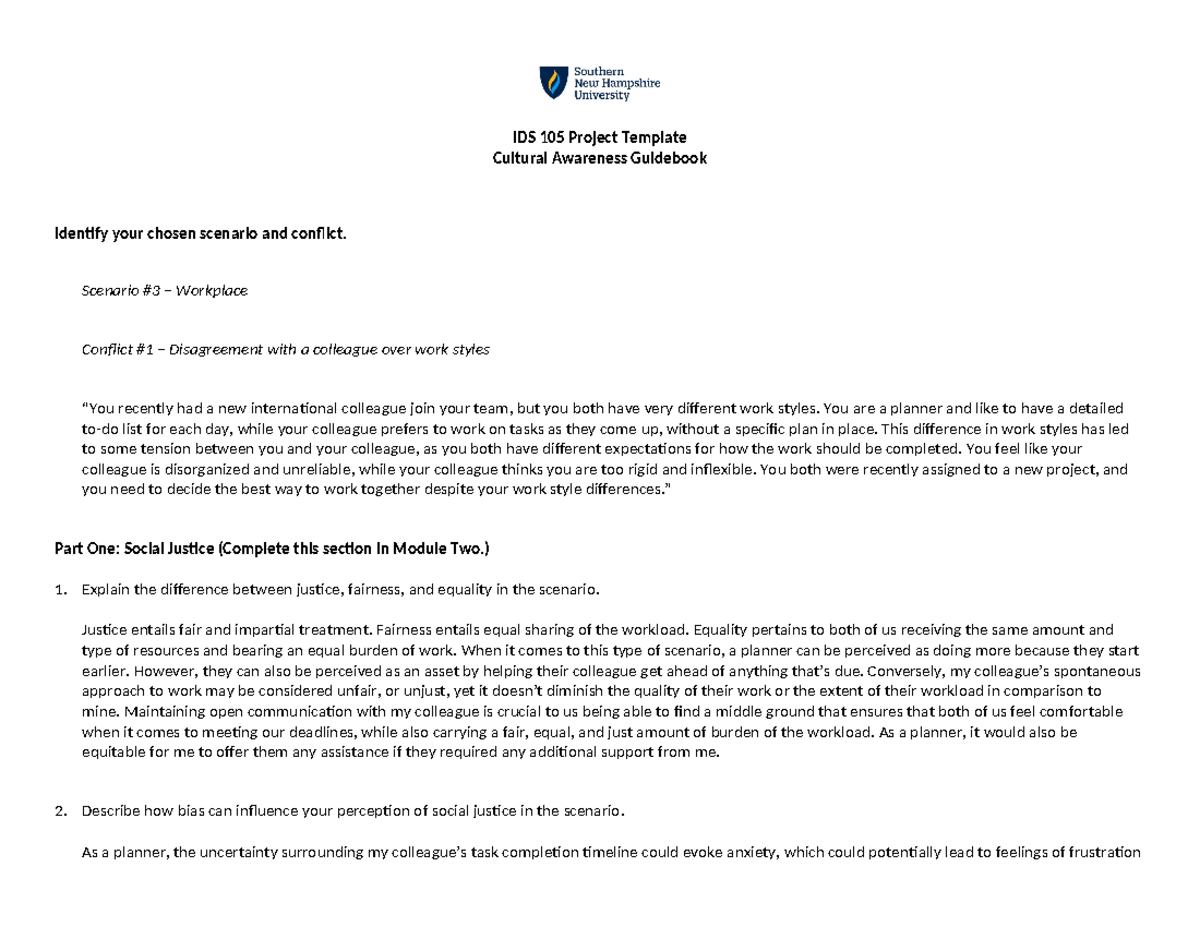 IDS105Module Two Project Draft - IDS 105 Project Template Cultural ...