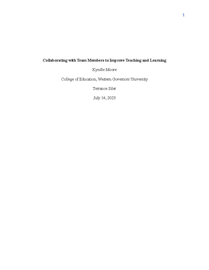 D188 Task 1 - paper - Maura Bayly Master of Science, Curriculum and ...