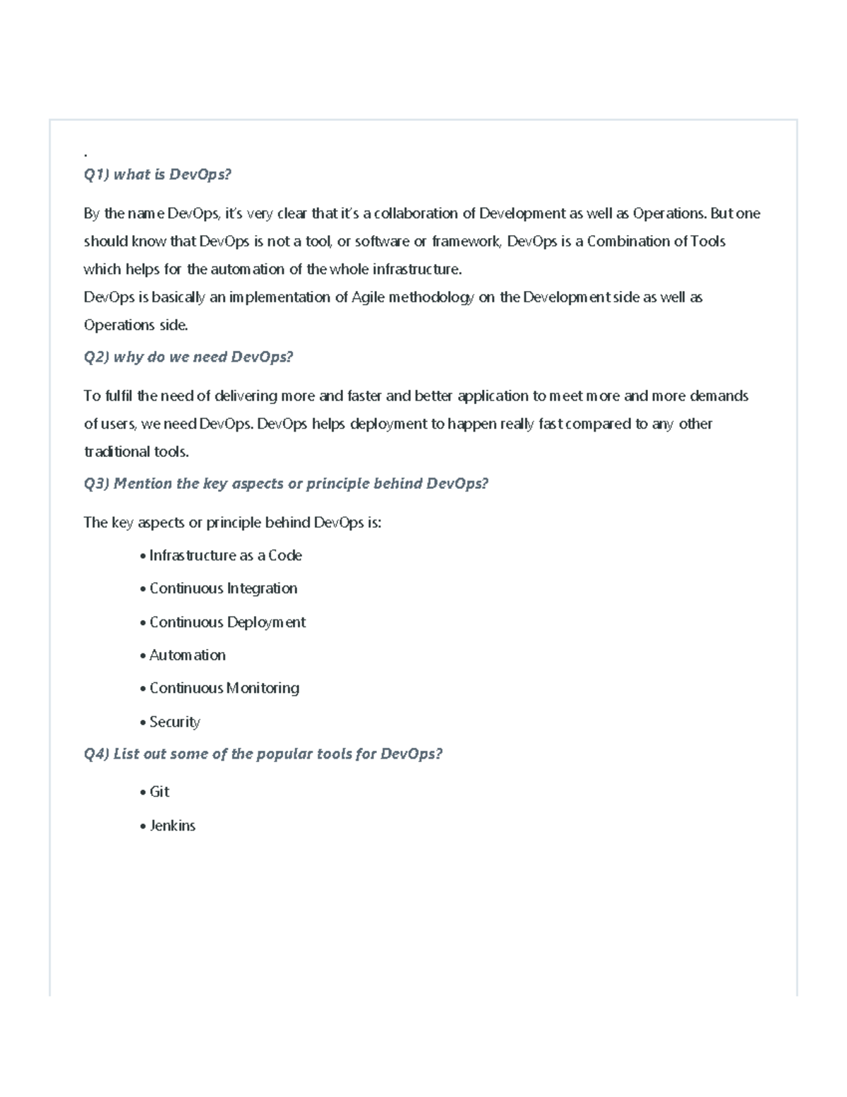 FAQs Dev Ops AWS - aws - . Q1) what is DevOps? By the name DevOps, it’s ...
