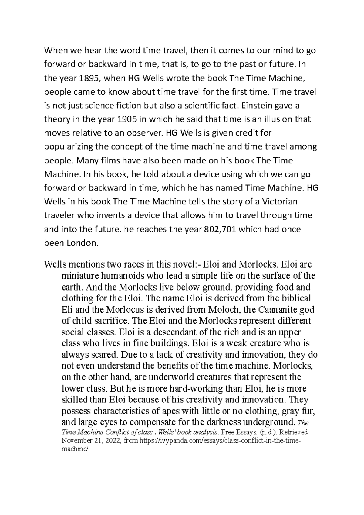 TIME Travel Revised - HG Wells's The Time Machine presents an anti ...