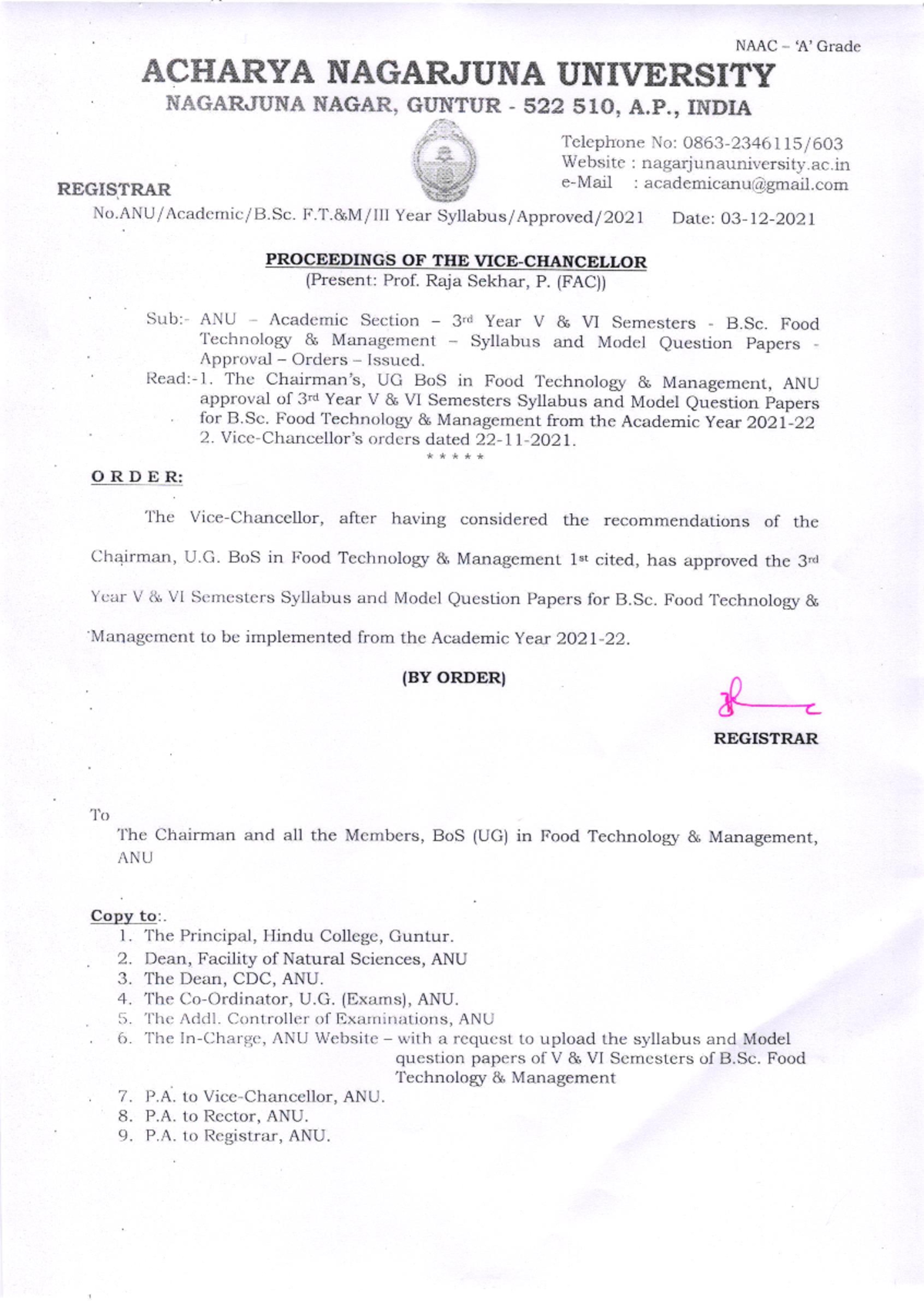 Bsc3rdyrfoodtechmanagementsyllabus 202122 - ACHARYA NAGARJUNA ...