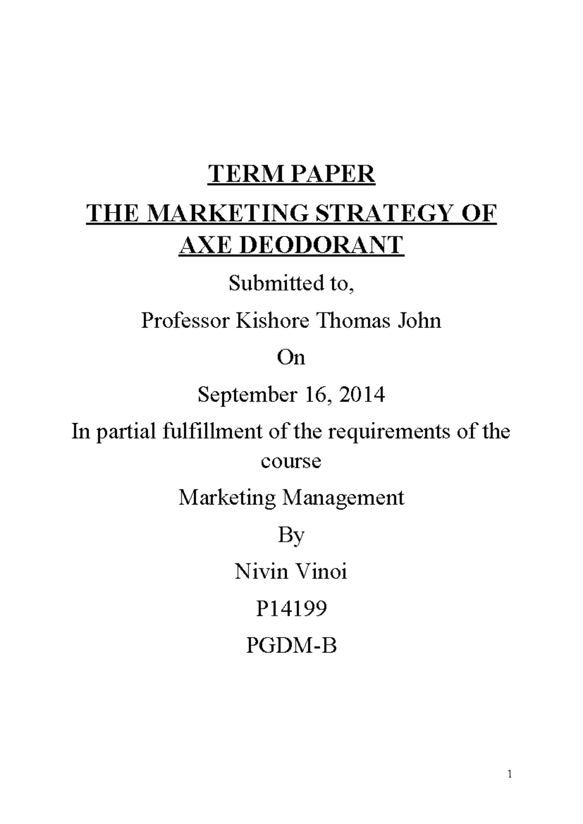 Termpaper 150718134555 lva1 app6891 - TERM PAPER THE MARKETING STRATEGY ...