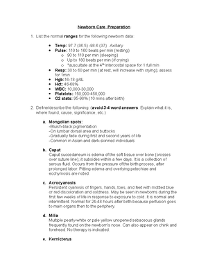 OB+Clinical+Prep+Work+Newborn - Newborn Care Preparation List the ...