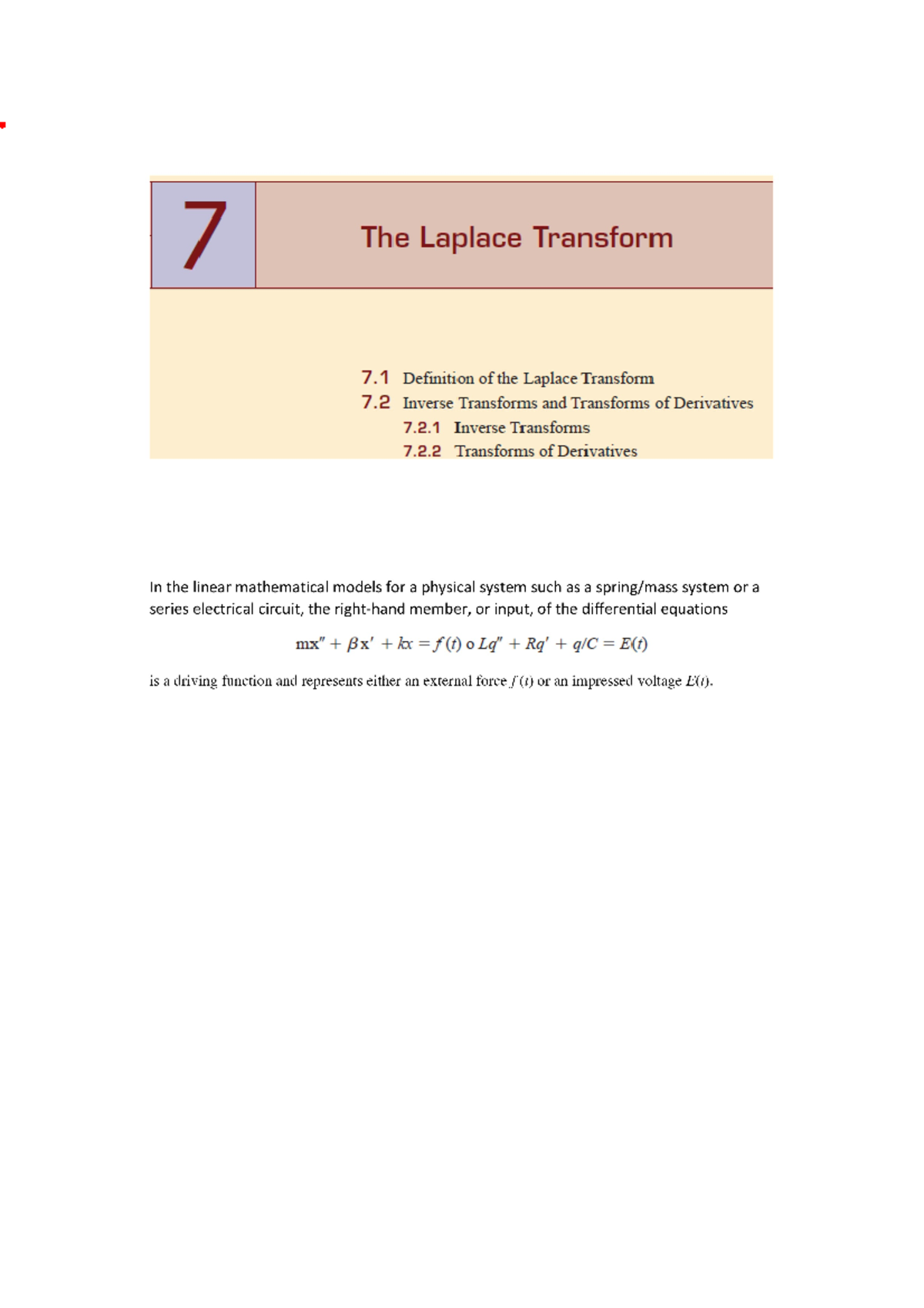 Transf Laplace 1 - 7 The Laplace Transform 7 Definition of the Laplace ...