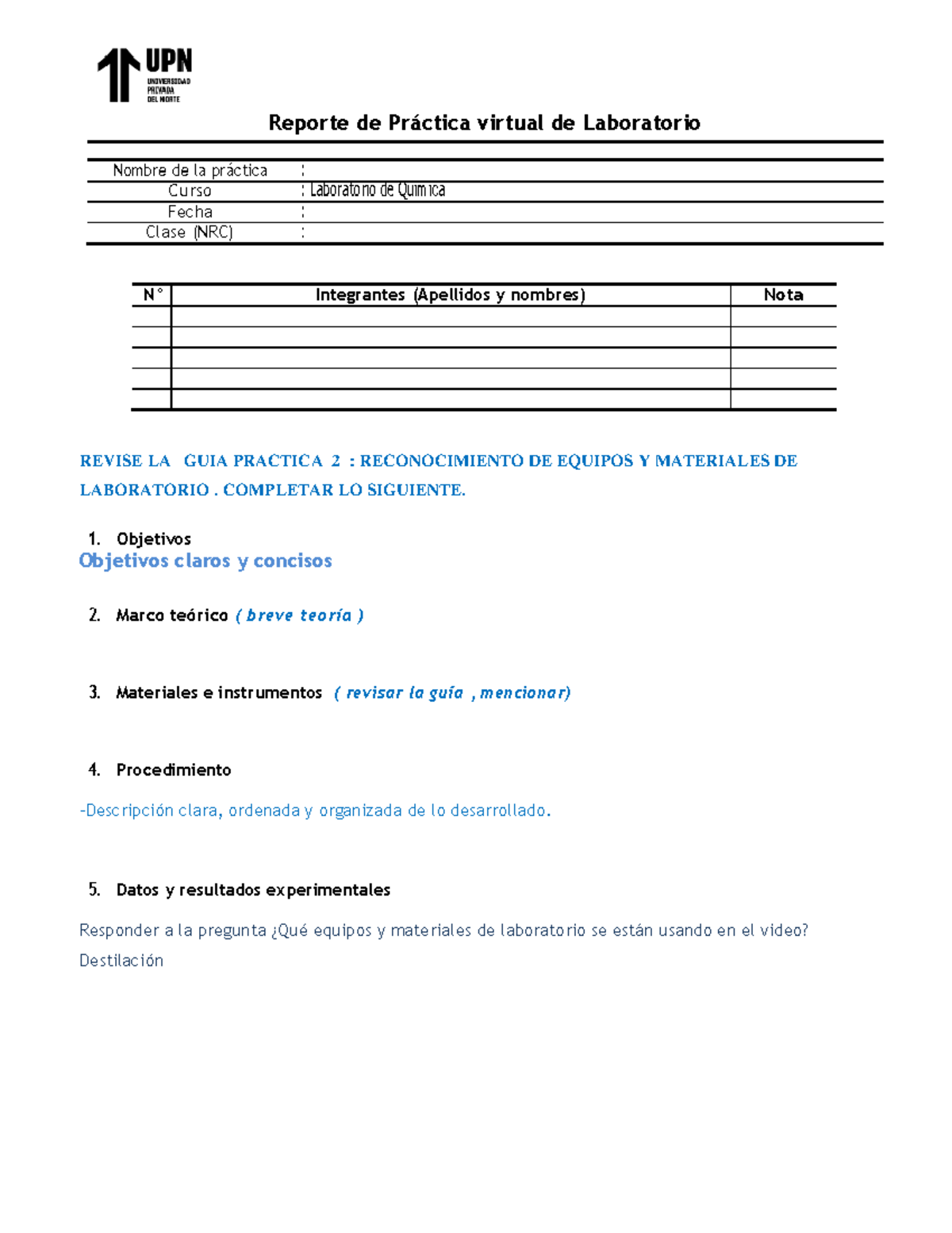 JP SEM 2- Tarea grupal -Reporte de resultados Laboratorio - Reporte de Práctica virtual de - Studocu