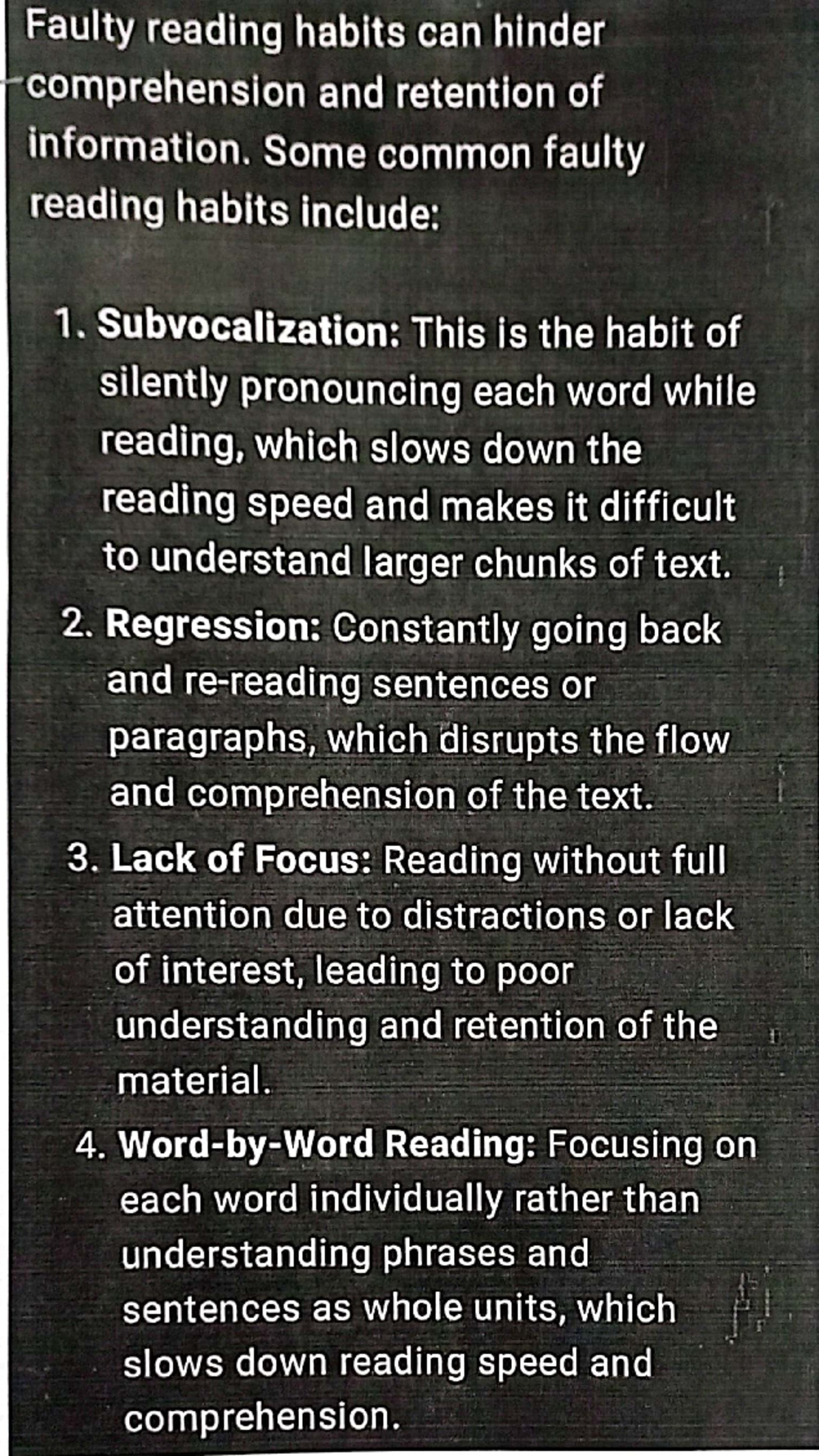 Faulty reading habits - Some common faulty reading habits include: 1 ...