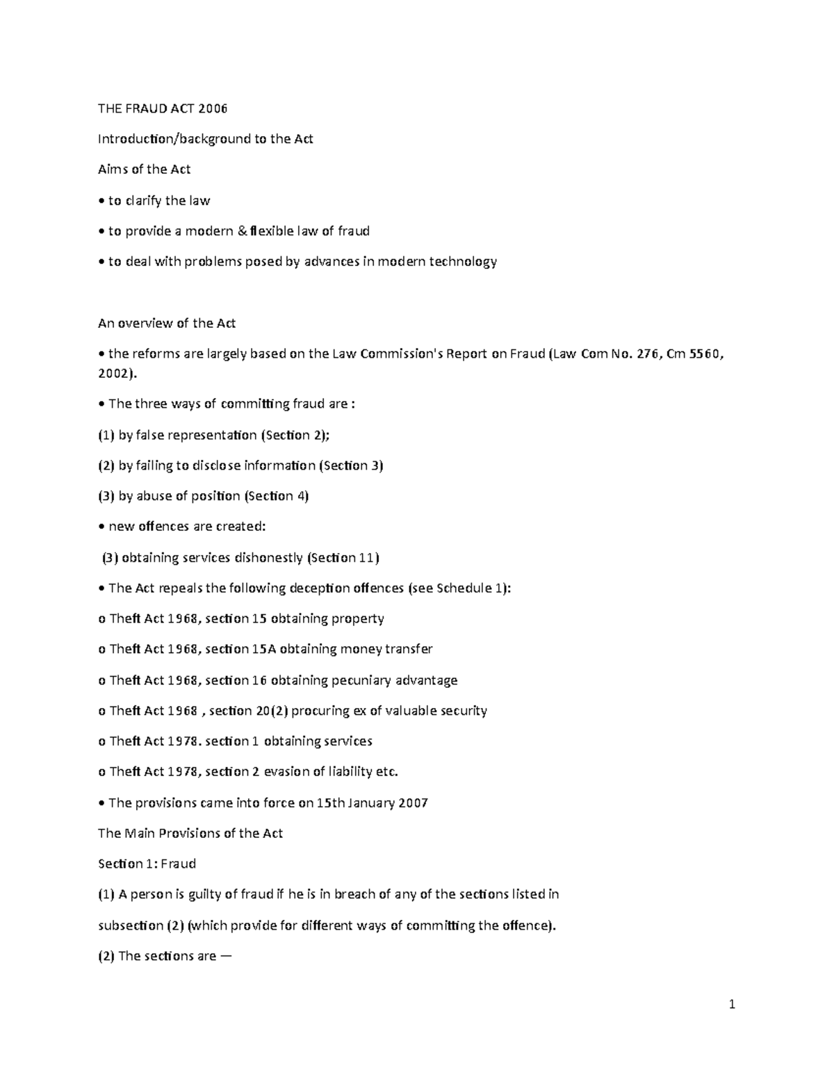 THE Fraud ACT 2006 - Goodluck - THE FRAUD ACT 2006 Introduction ...