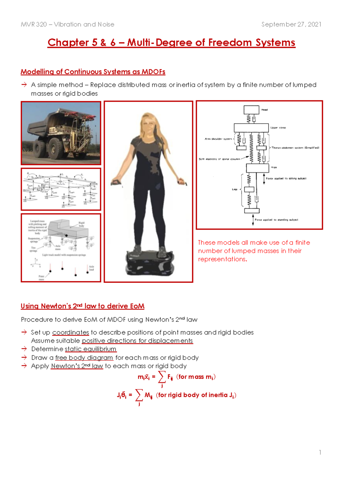 MVR 320 Chapter 5 & 6 - Multidegree of Freedom Systems - Chapter 5 & 6 ...