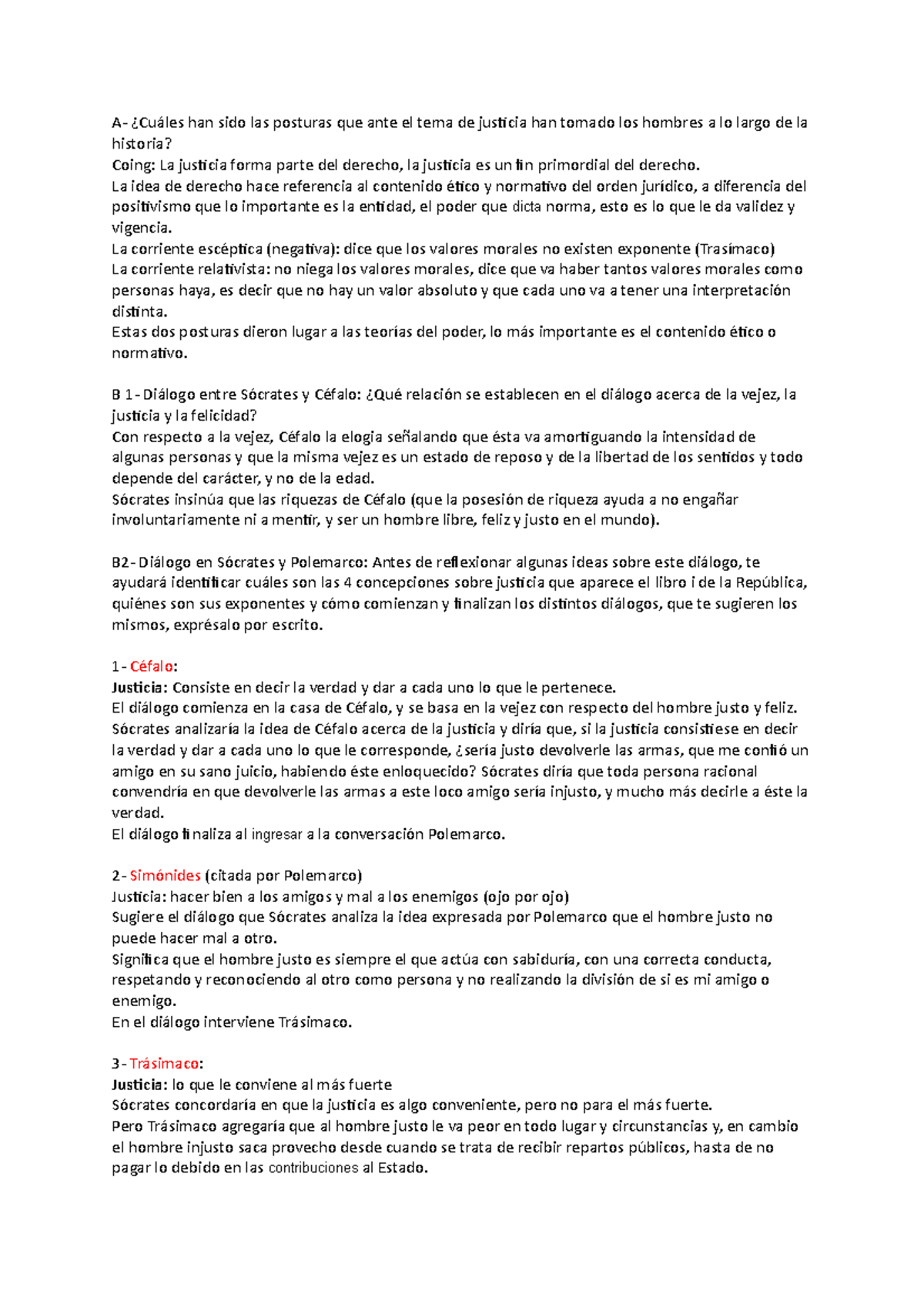 Platon - Material de estudio - A- ¿Cuáles han sido las posturas que ...