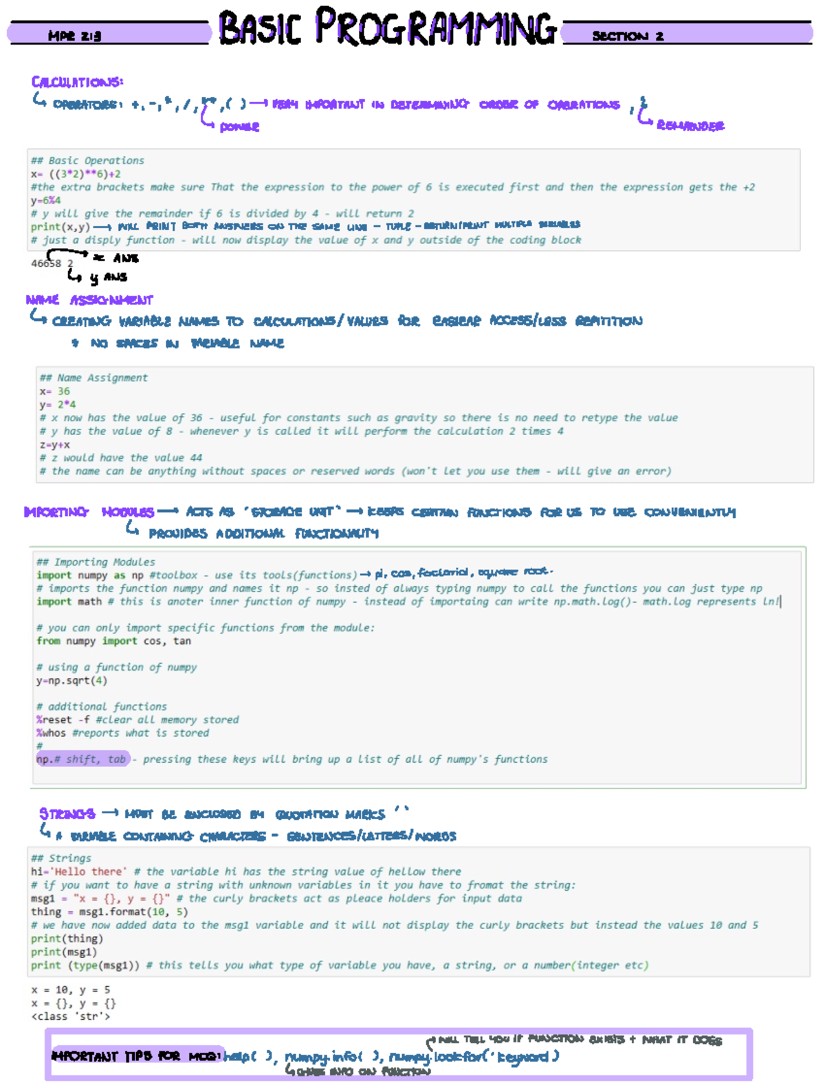 MPR Notes - Mpr 213 BASIC PROGRAMMING section 2 CALCULATIONS i ...