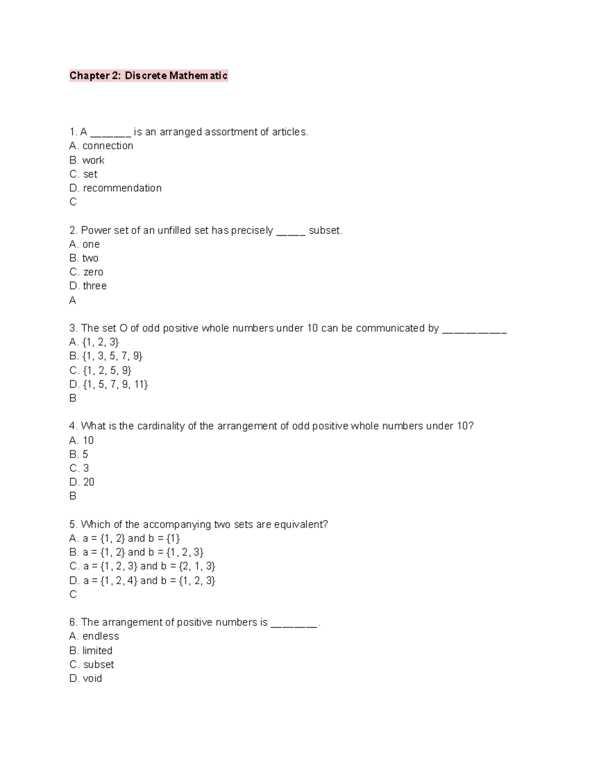 Chapter 2 Discrete Mathematic - Chapter 2: Discrete Mathematic A ...