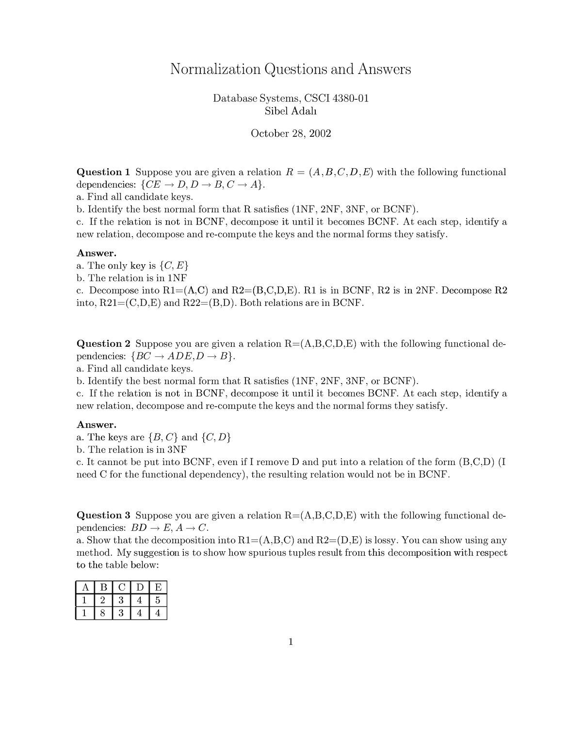 Database Normalisation Questions And Answers Normalization Questions And Answersnormalization 9159