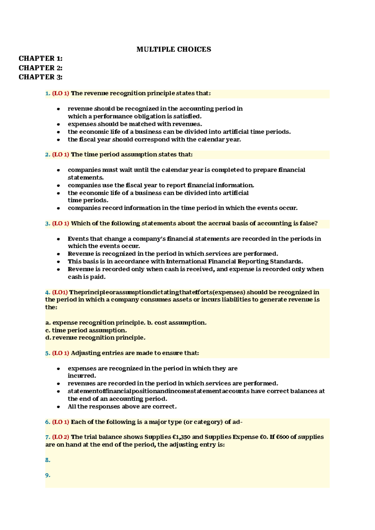 Midterm NLKT - I collected - MULTIPLE CHOICES CHAPTER 1: CHAPTER 2 ...