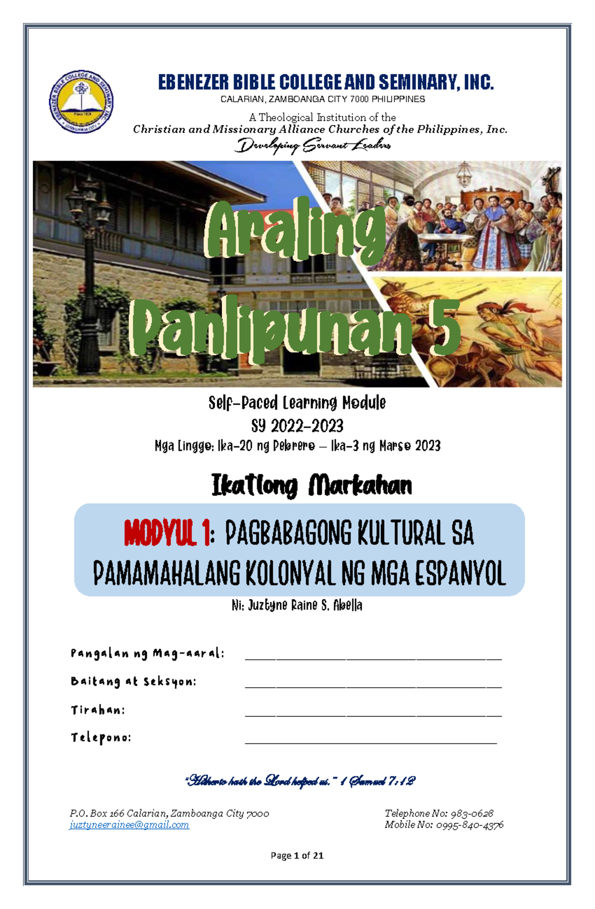 AP 5 SELF- Paced Learning Module (3rd Quarter) - EBENEZER BIBLE COLLEGE ...