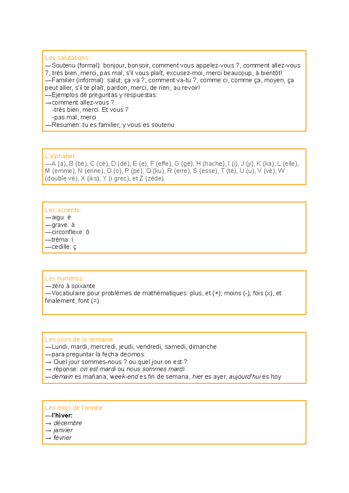 GUÍA Francés Final - this is a summaryyyyyy - Les salutations: —Soutenu ...