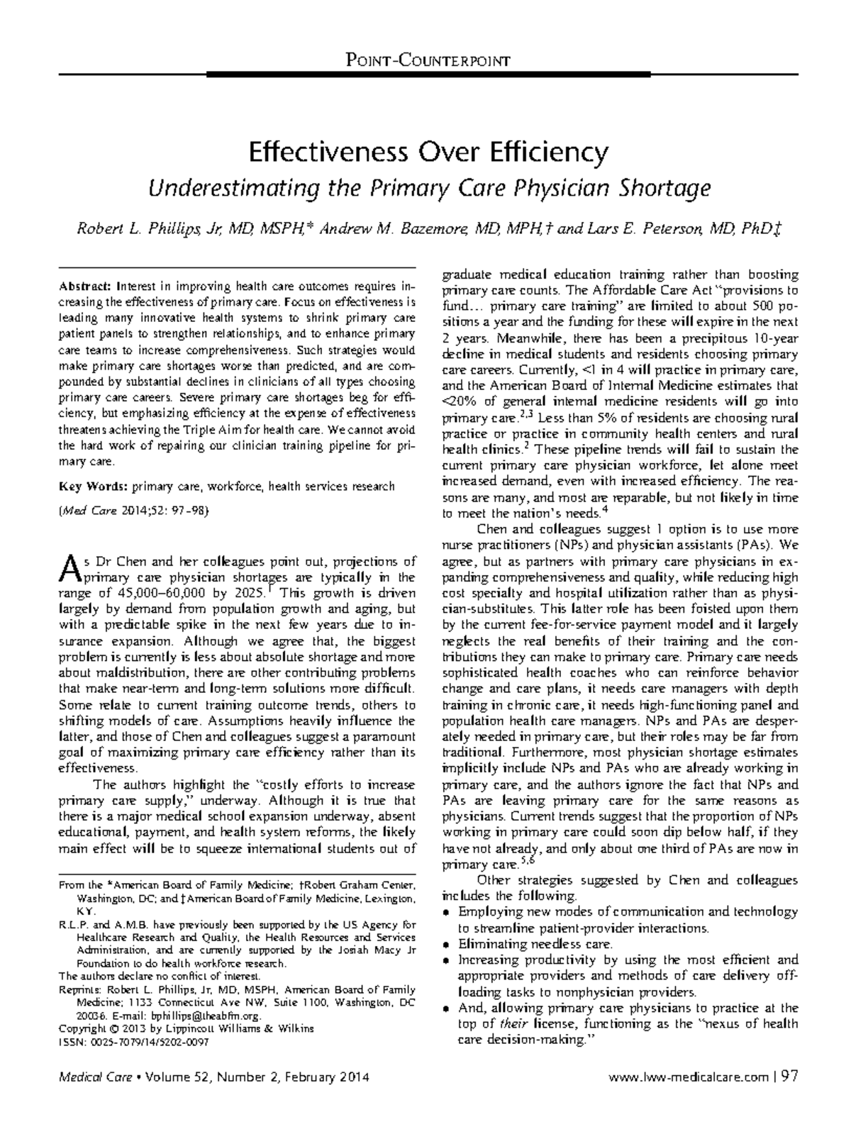 Effectiveness Over Efficiency Underestimating the Primary Care ...