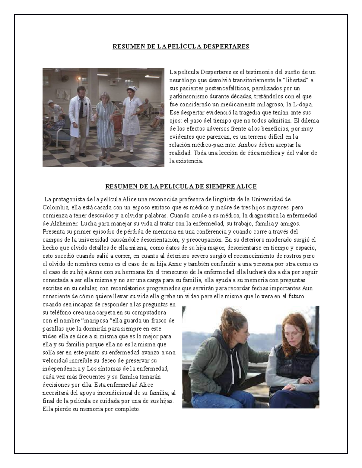 Resumen DE LA Película Despertar Y Siempre Alice - RESUMEN DE LA ...