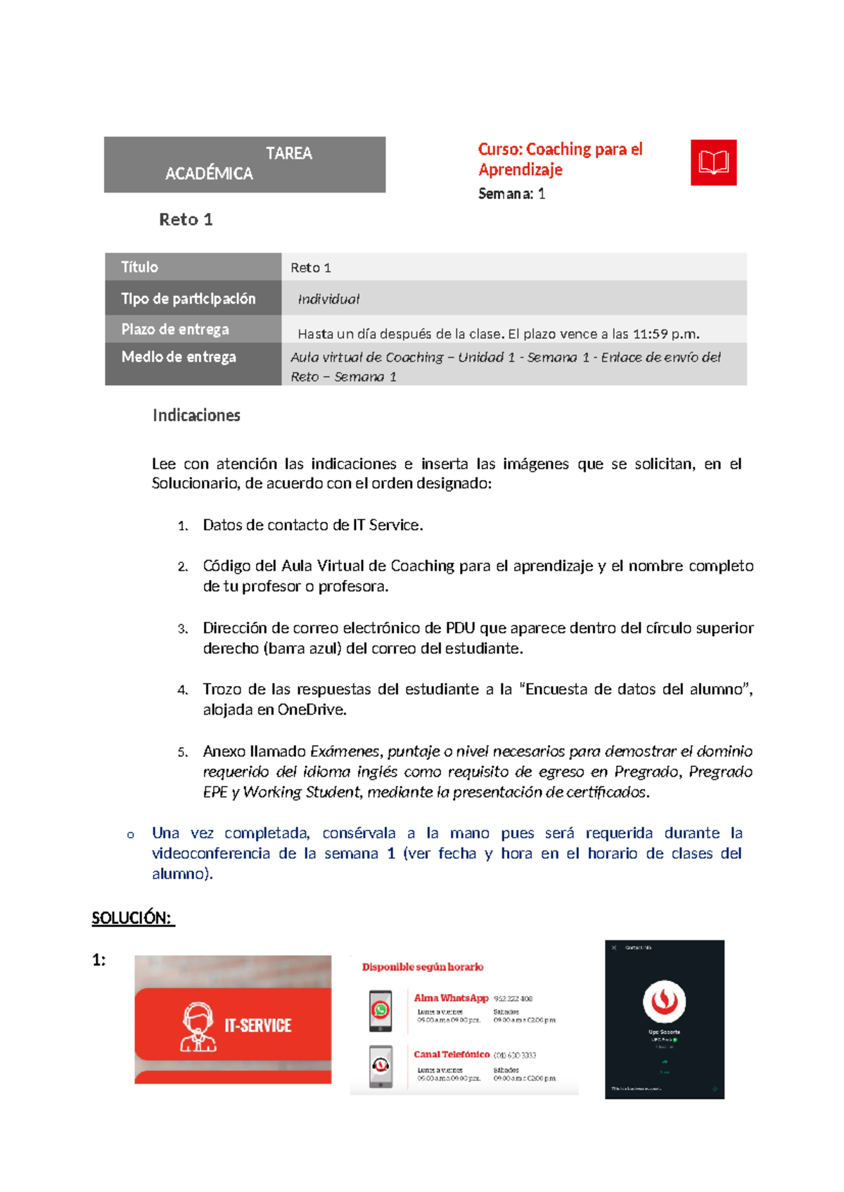 Tarea Academica 1 - asdsadas - TAREA ACADÉMICA Curso: Coaching para el ...