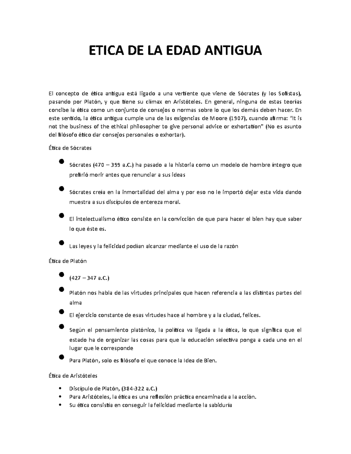Etica DE LA EDAD Antigua 1 - ETICA DE LA EDAD ANTIGUA El concepto de ...