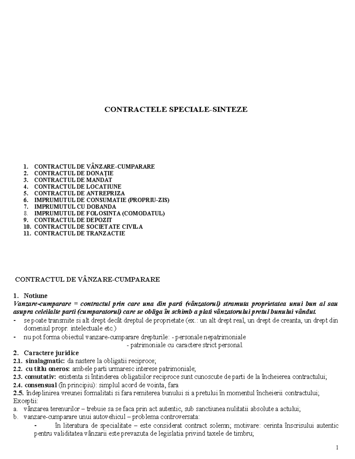 Contractele Speciale Sinteze Contractul - CONTRACTELE SPECIALE-SINTEZE ...