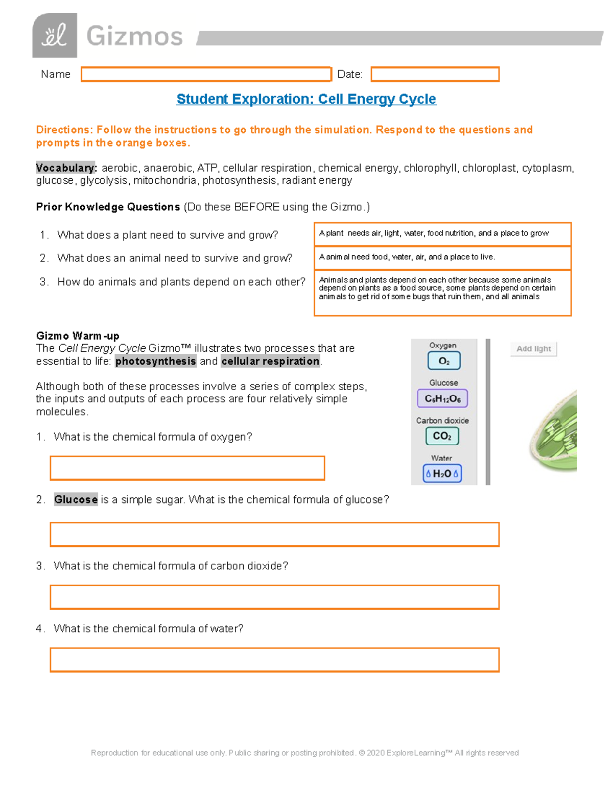 Oluwatomisin Ogunseye - Cell Energy SE - Name Date: Student Exploration ...