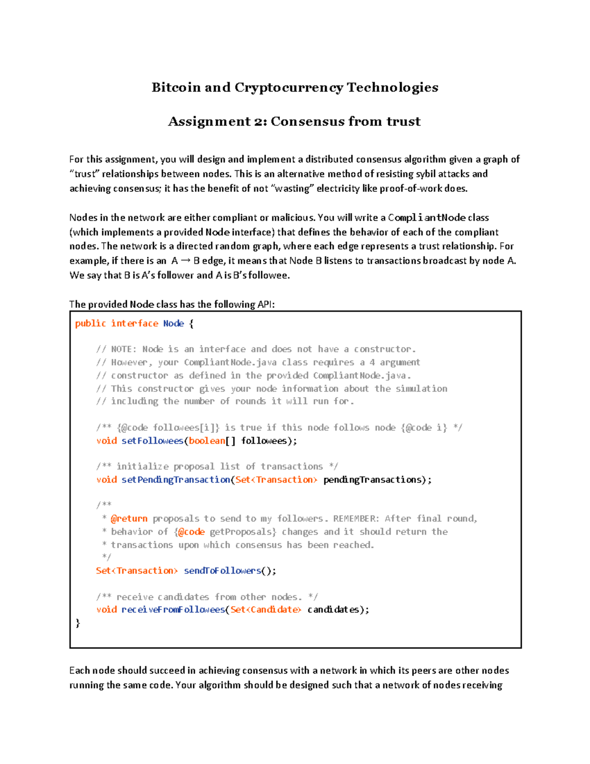 Assignment 2 - hi, how are you - Bitcoin and Cryptocurrency Technologies Assignment 2: Consensus ...