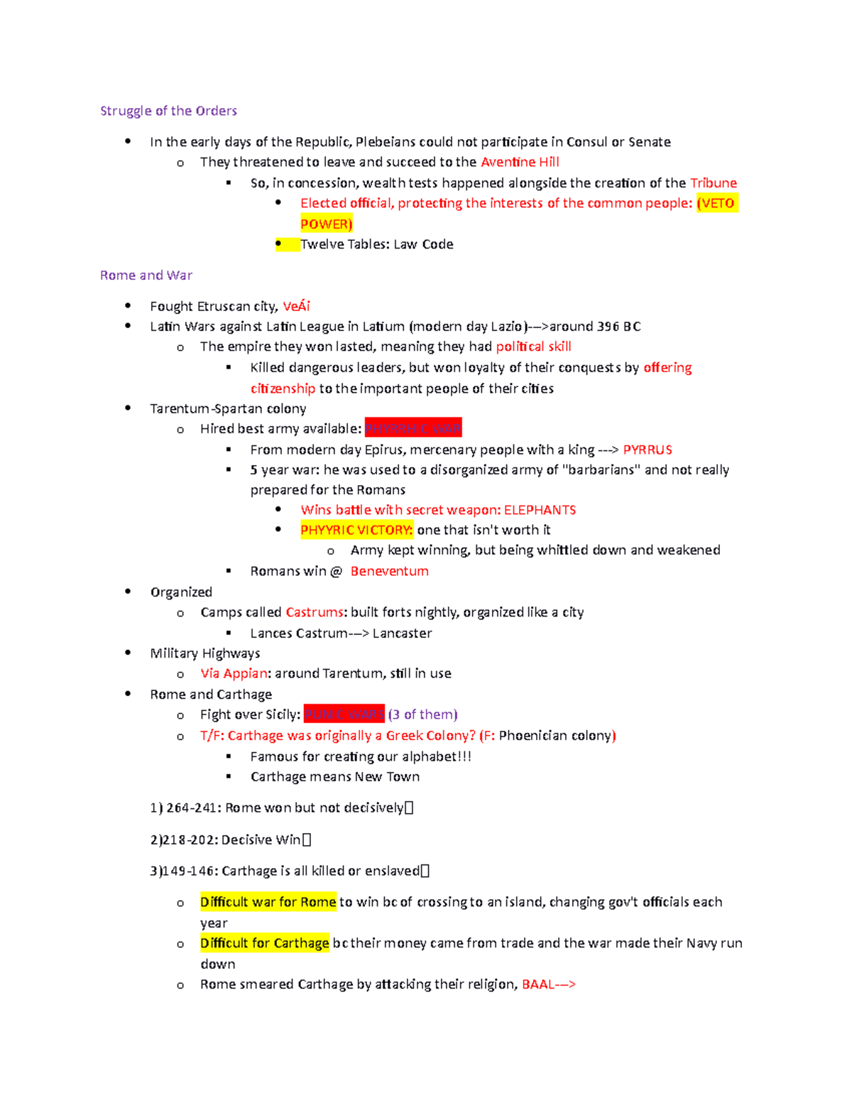 More on Rome - Lecture and reading notes - Struggle of the Orders In ...