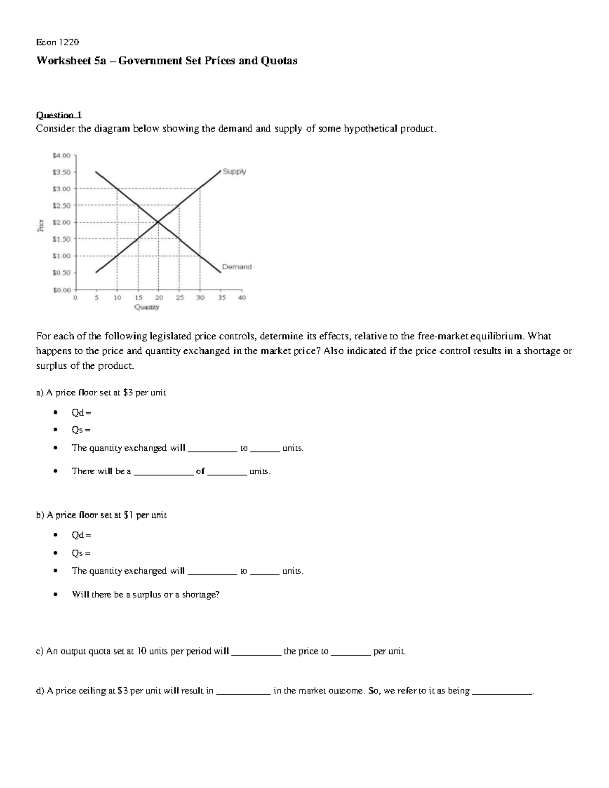Practice Worksheet 5a - Notes - Econ 1220 Worksheet 5a – Government Set ...