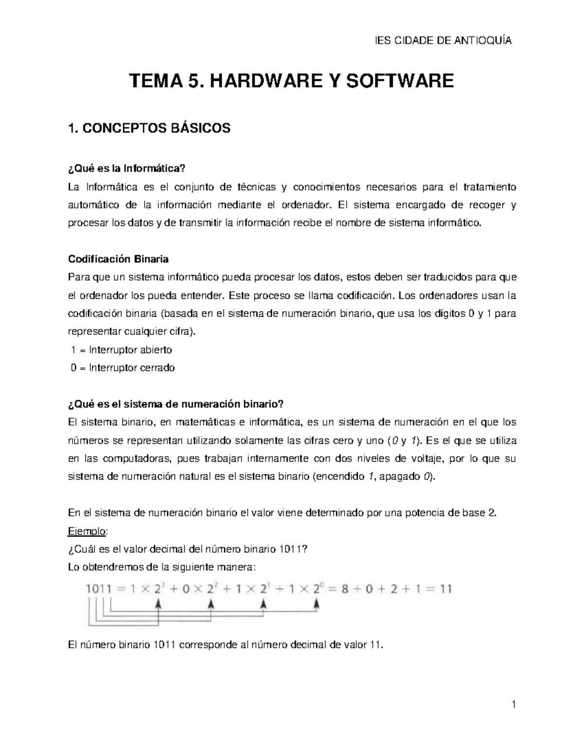 Hardware y software - espero que te ayude - TEMA 5. HARDWARE Y SOFTWARE ...