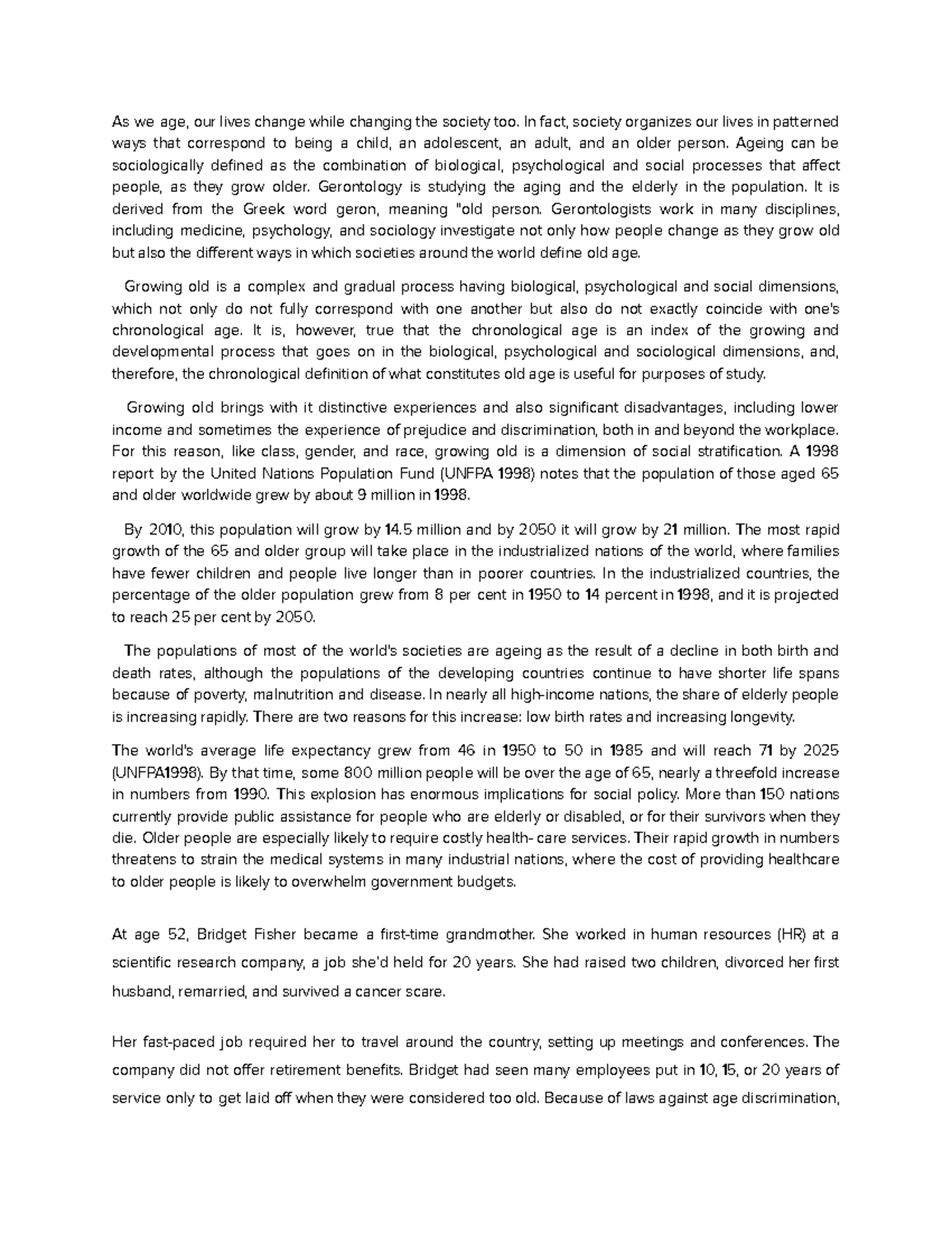 Aging - PDF NOTES - As we age, our lives change while changing the ...