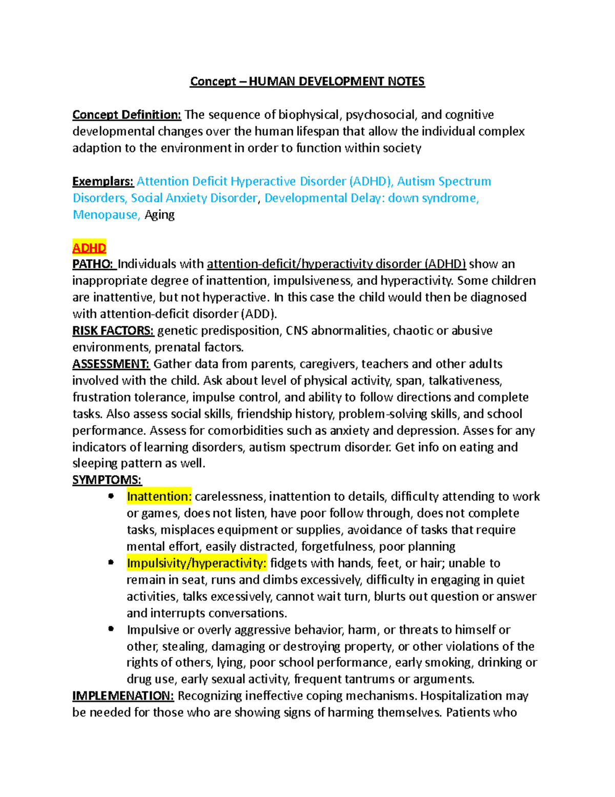Human Development Notes - Concept – HUMAN DEVELOPMENT NOTES Concept ...