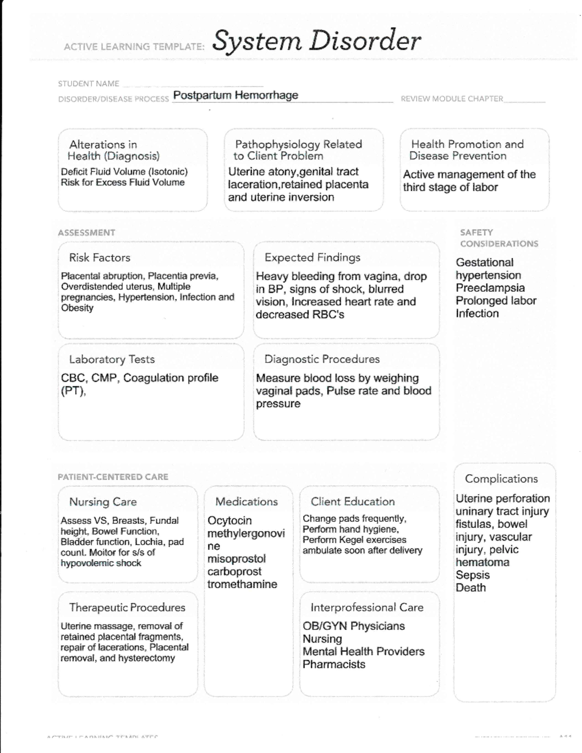 Postpartum Hemorrhage - NUR 114 - Studocu
